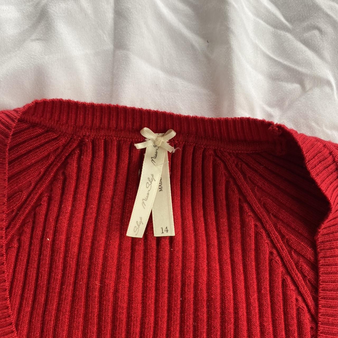 amazing vintage “miss shop” red tight ribbed knit... - Depop