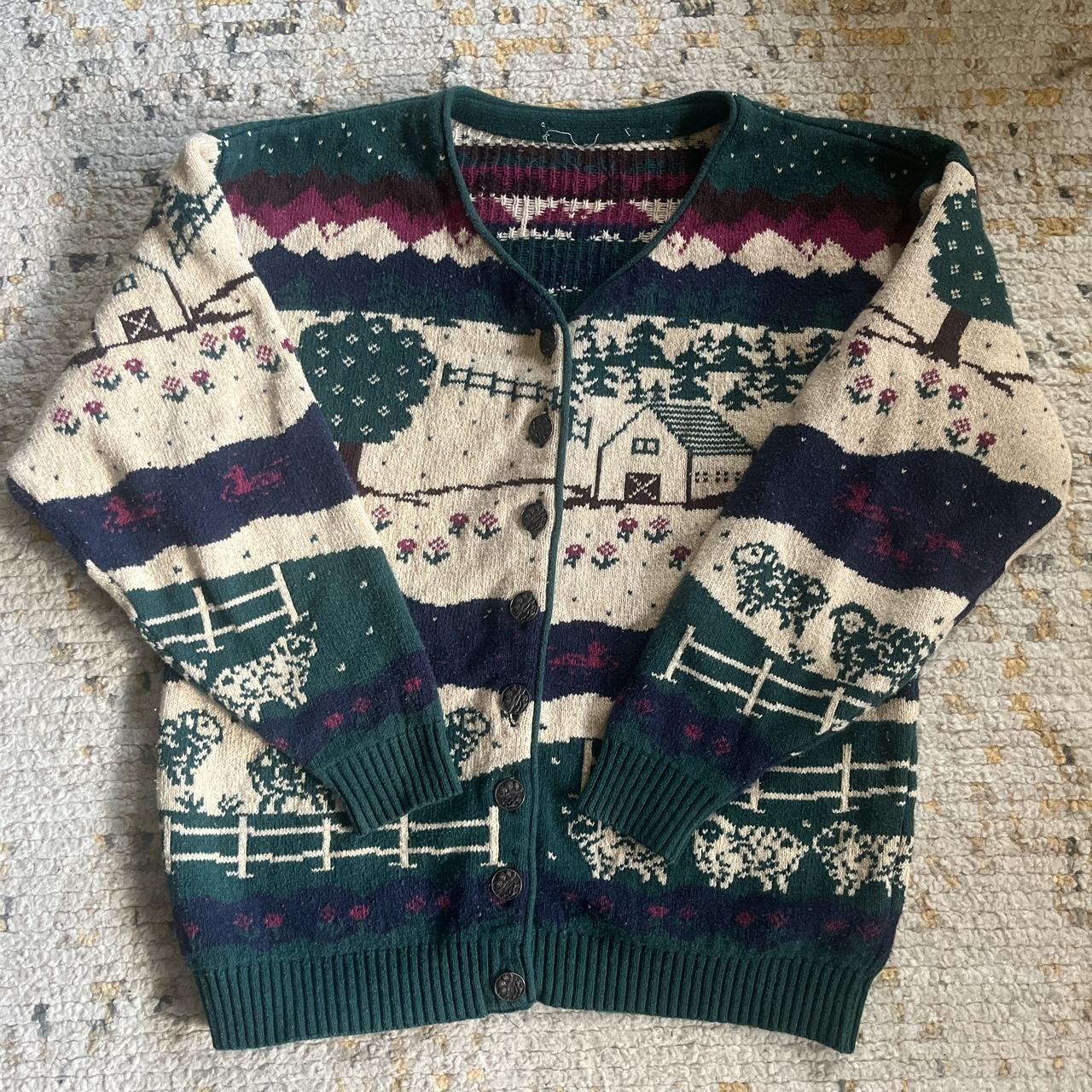 Vintage northern reflections 90s cardigan Cute farm... - Depop