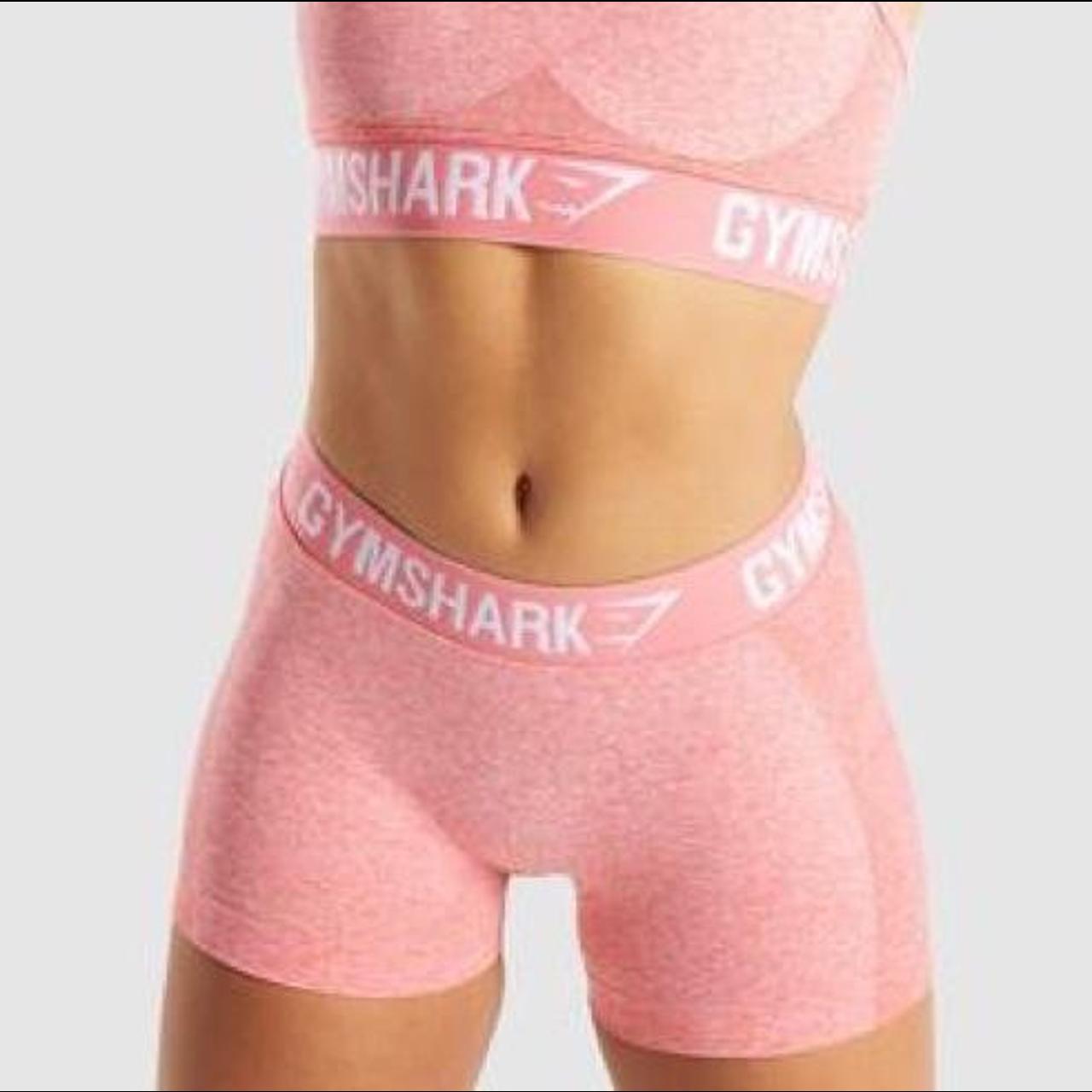 Gymshark Womens Pink And White Shorts Depop