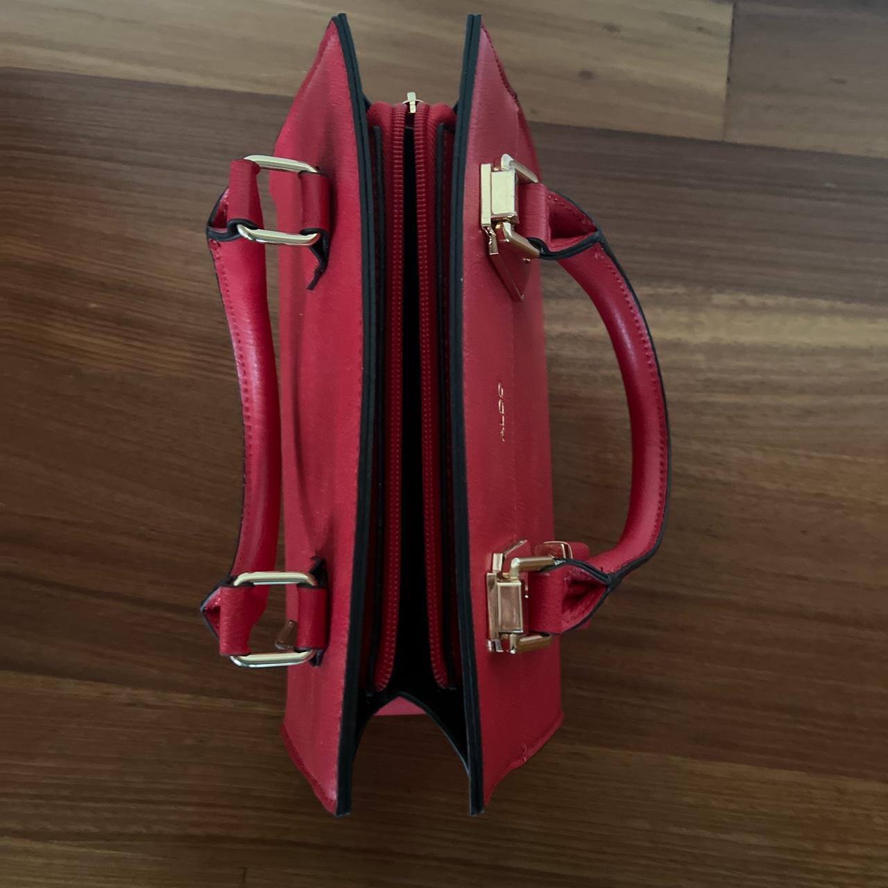 Red ALDO Handbag with Gold Accents -No visible... - Depop