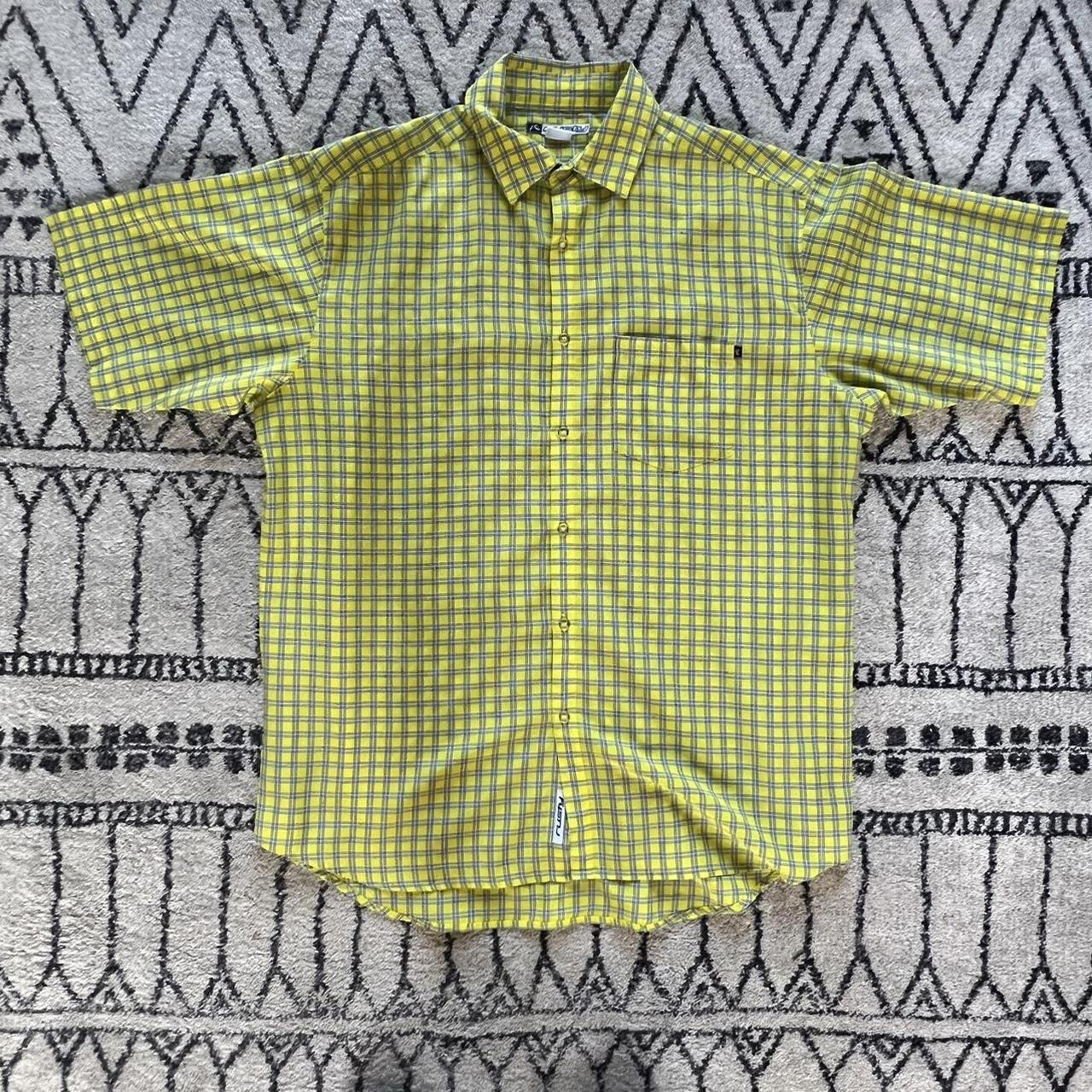 VINTAGE YELLOW RUSTY BUTTON UP size xl fits to size... - Depop