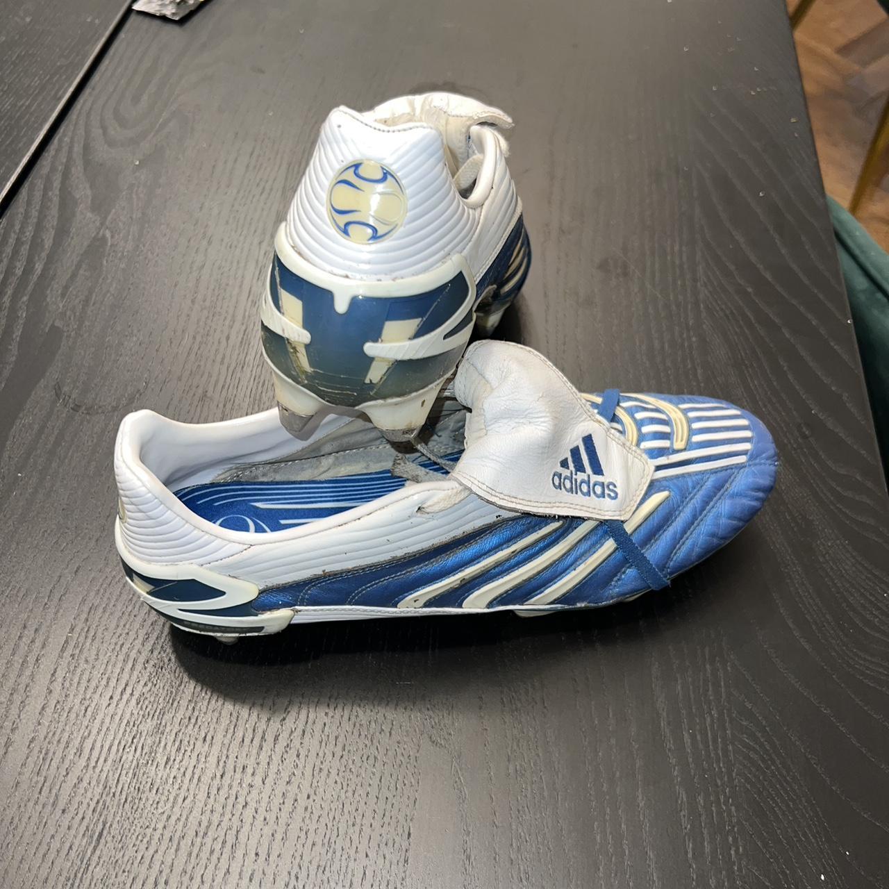 Blue & white predator absolute soft ground boots.... - Depop