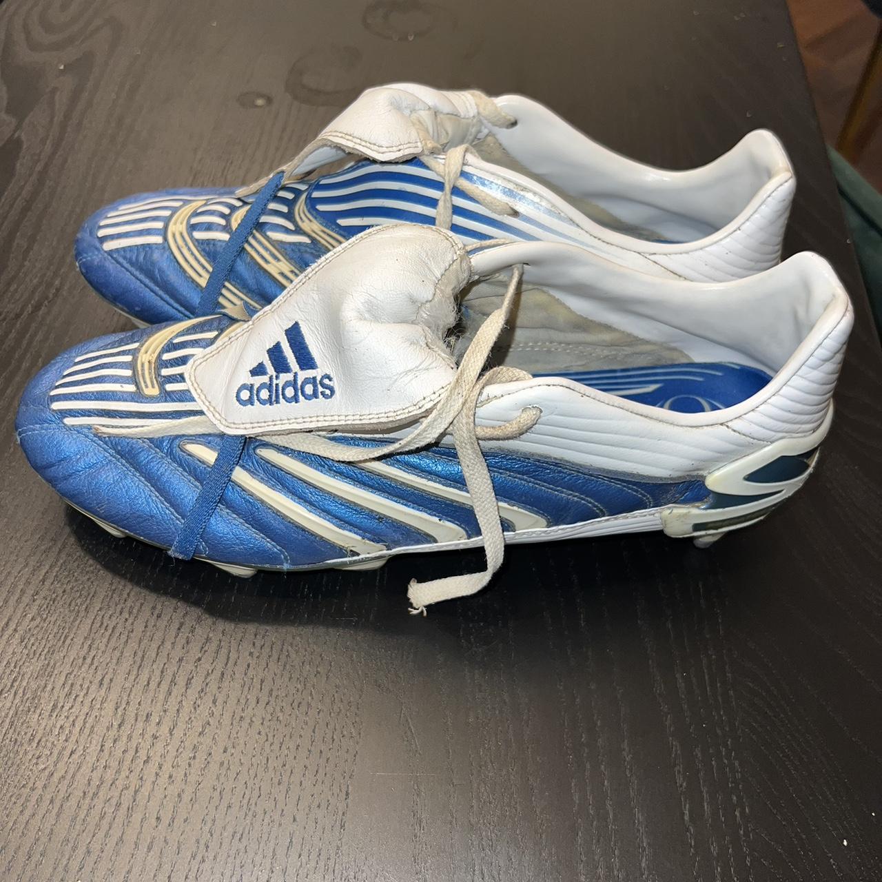 Blue & white predator absolute soft ground boots.... - Depop