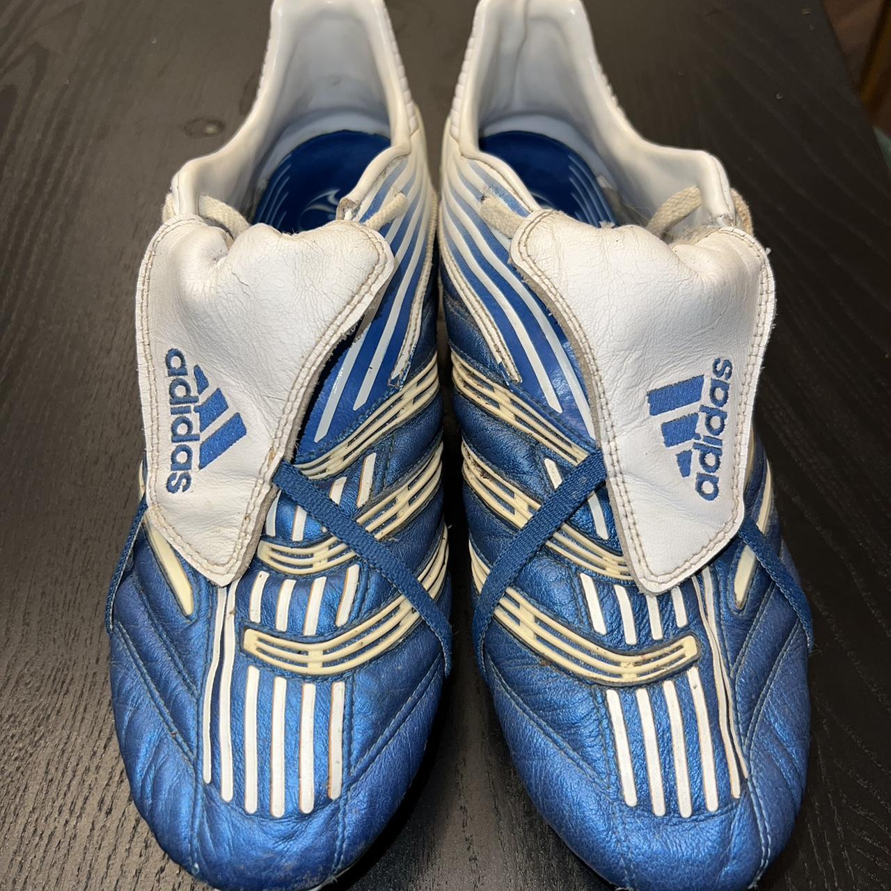 Blue & white predator absolute soft ground boots.... - Depop