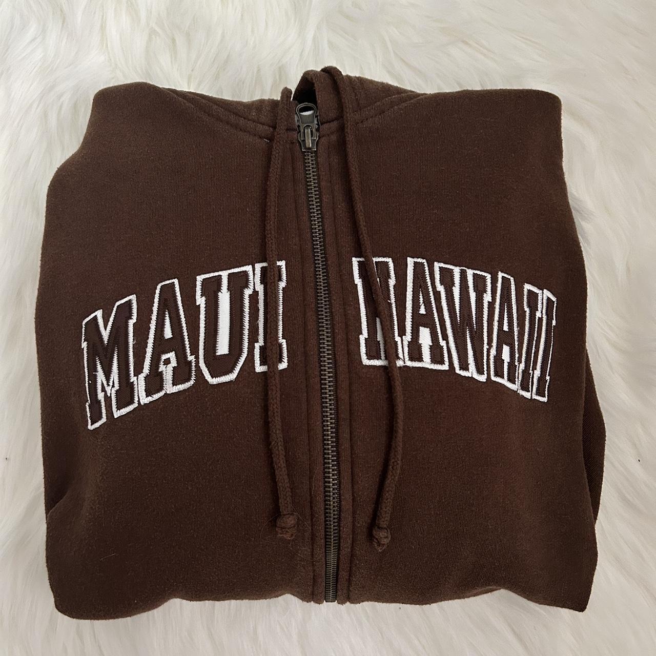 Brown Maui Hawaii jacket Size: M/L Couple stains... - Depop