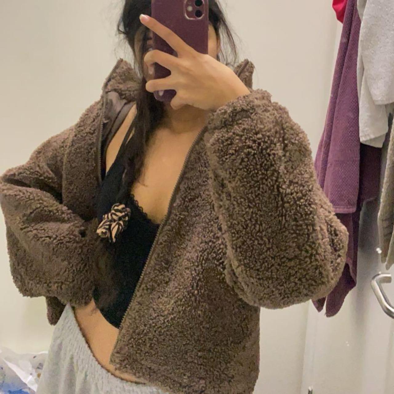 Primark oversized brown fluffy jacket - really warm.... - Depop