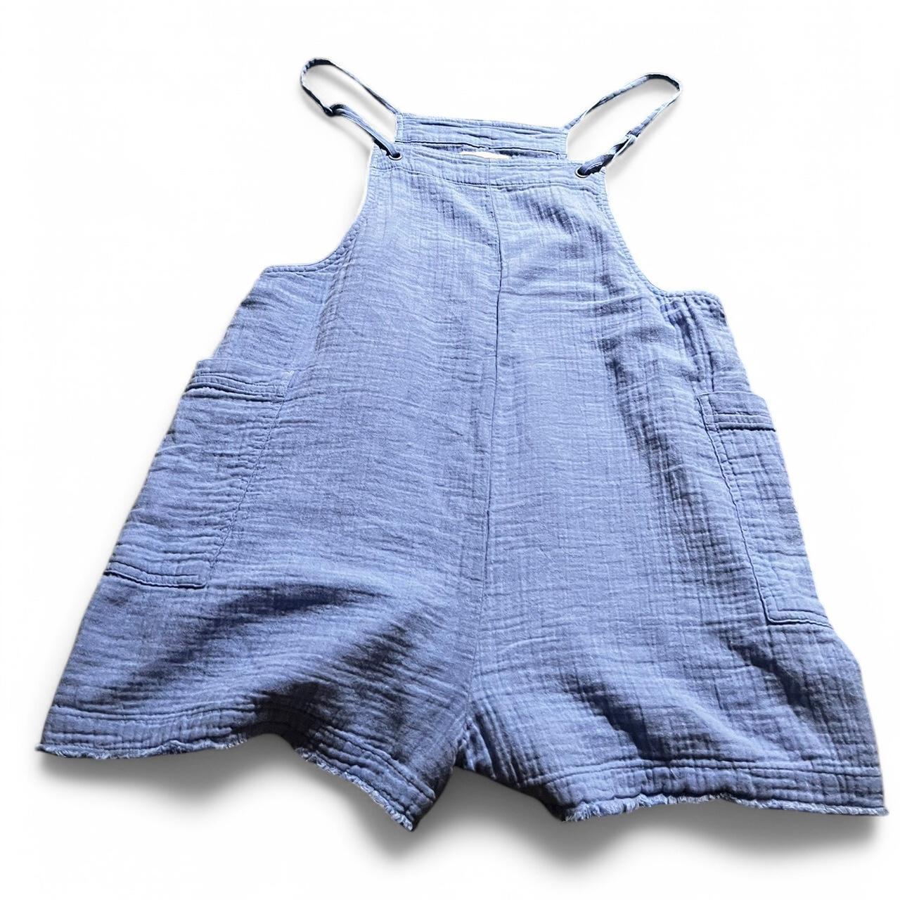Cute Blue linen overalls with adjustable straps and... | Depop