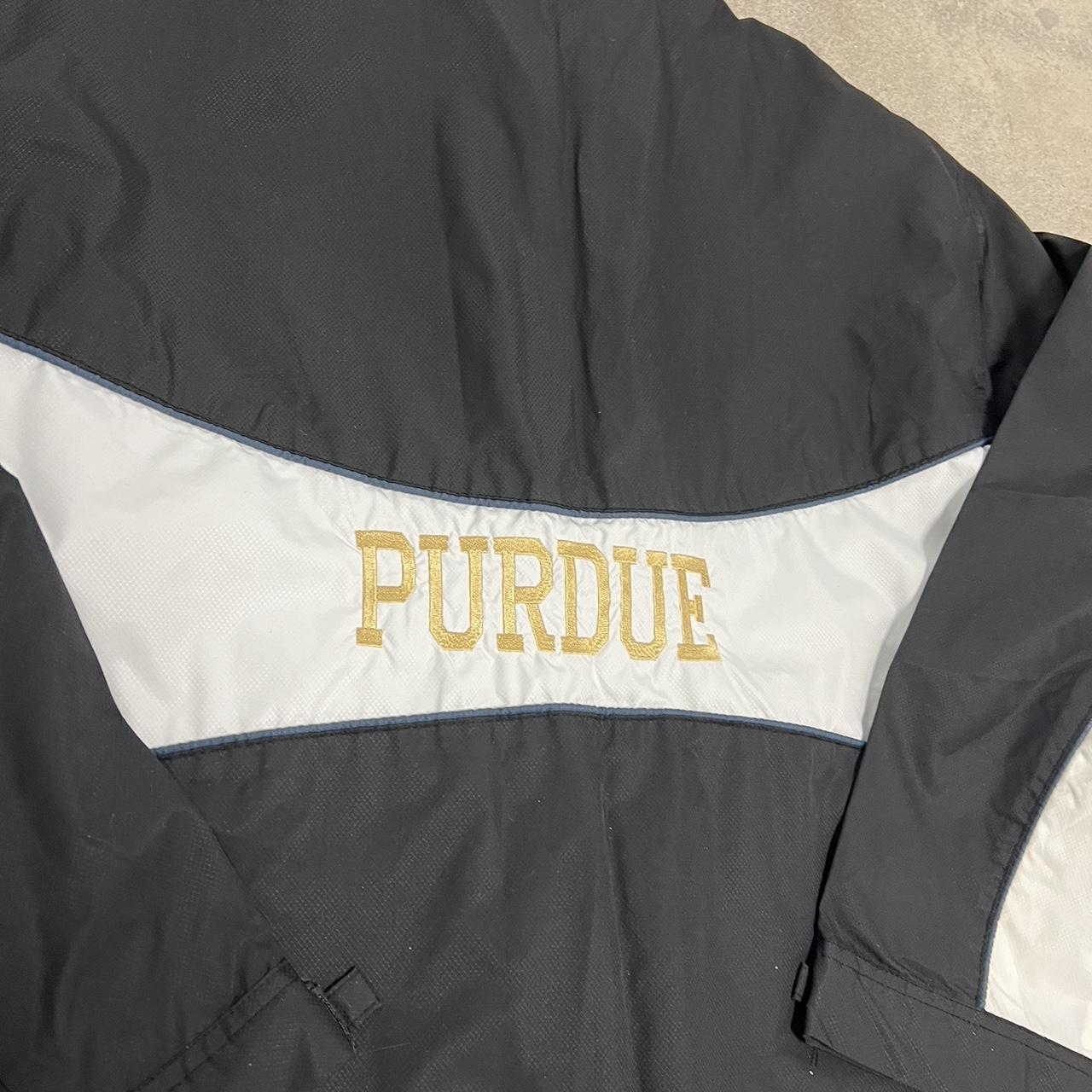 Black and white Purdue University windbreaker... - Depop