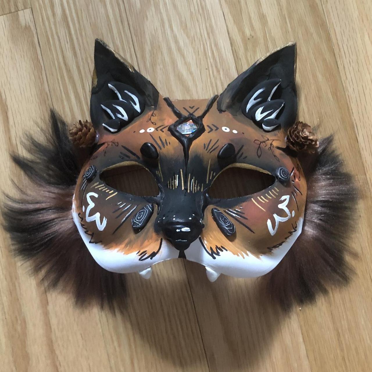 Brown and Orange Face-masks | Depop