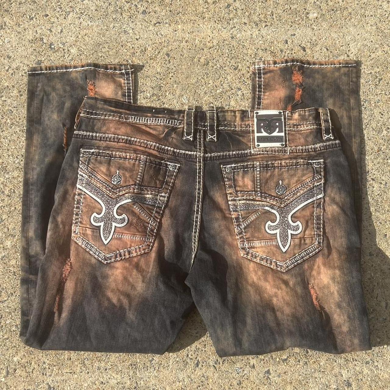 Y2k rare asf affliction style Rock revival jeans... - Depop