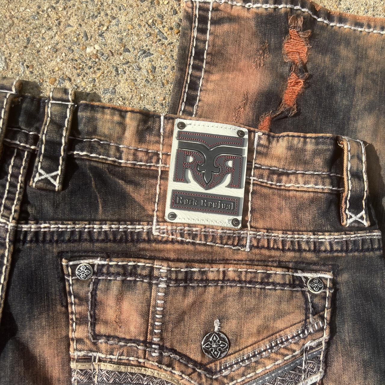 Y2k rare asf affliction style Rock revival jeans... - Depop