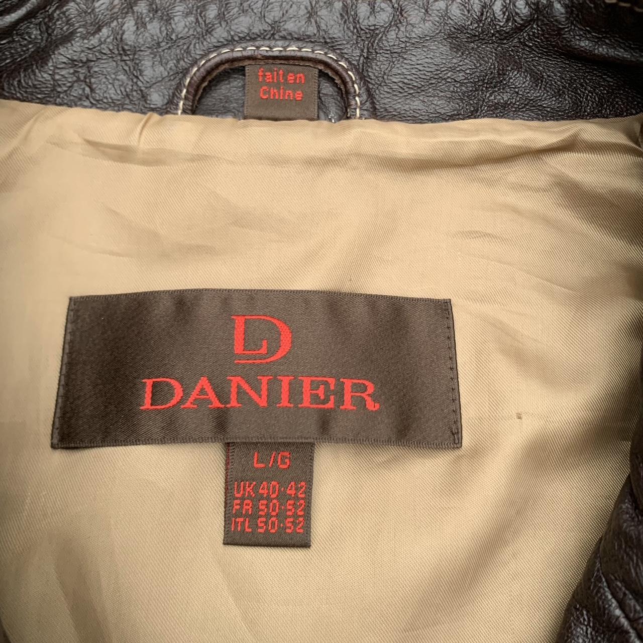 DANIER BROWN LEATHER JACKET Some fading on the... - Depop