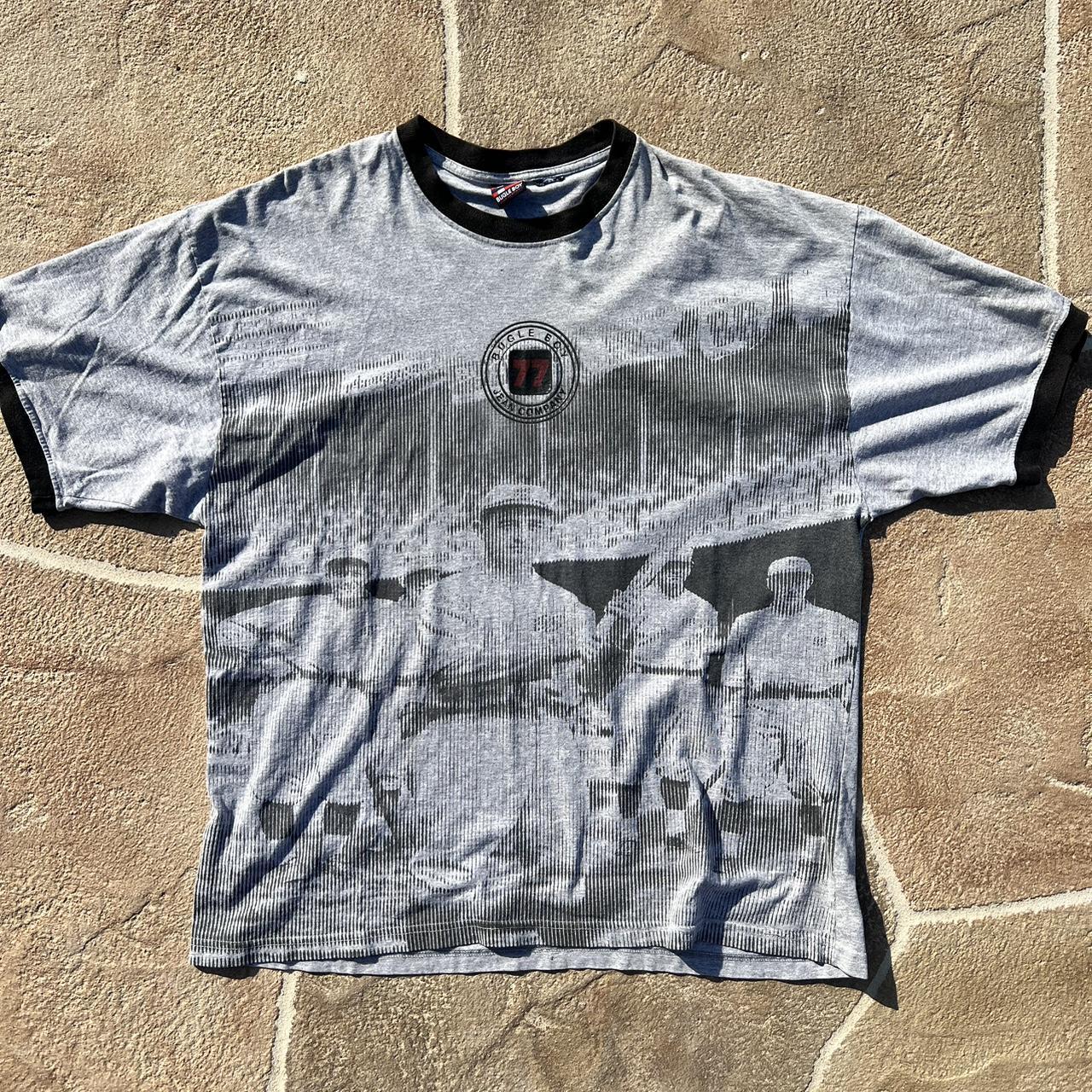 bugle boy jeans aop shirt ripped tag, measures like... - Depop