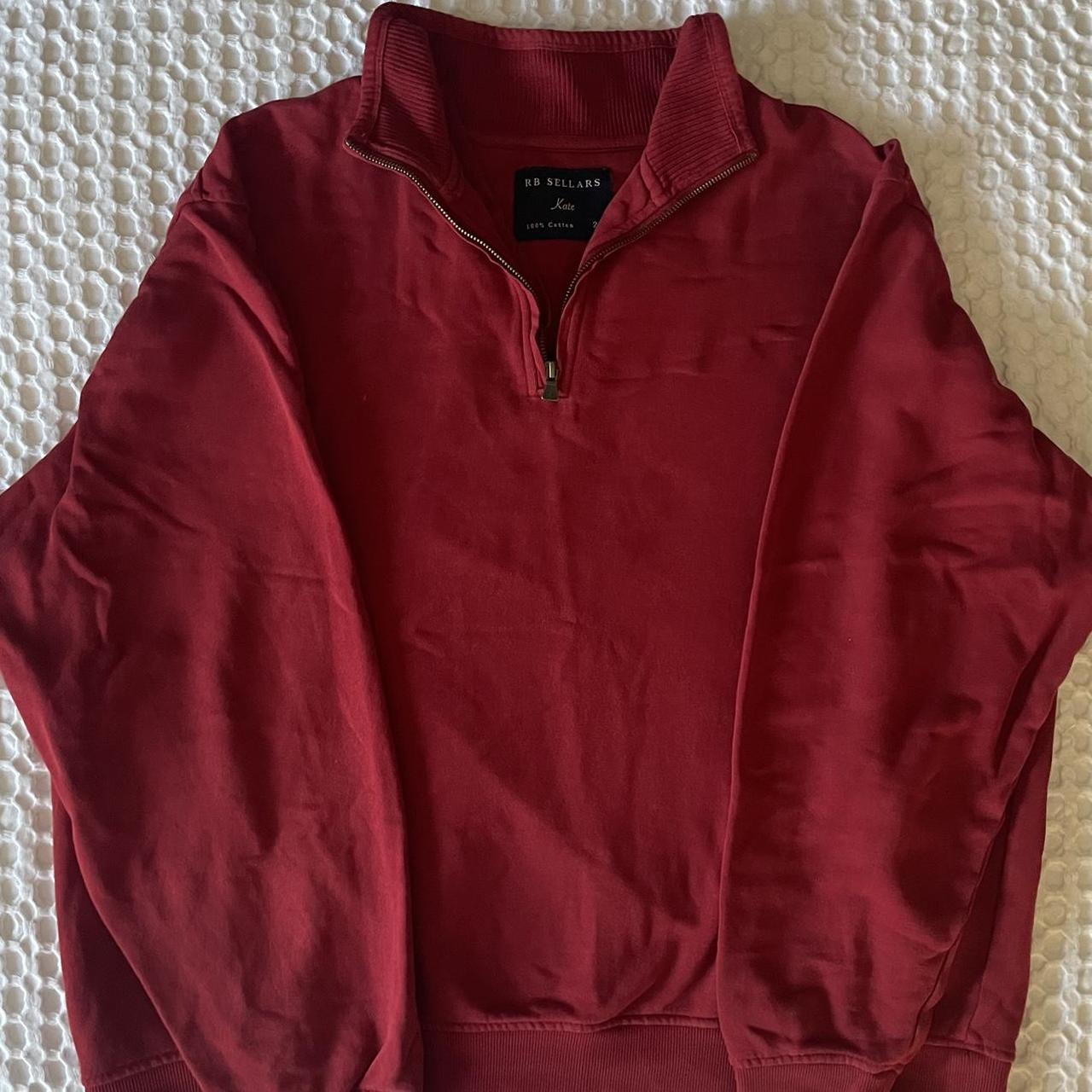 red quarter zip jumper size: ?? (L-XL oversized... - Depop