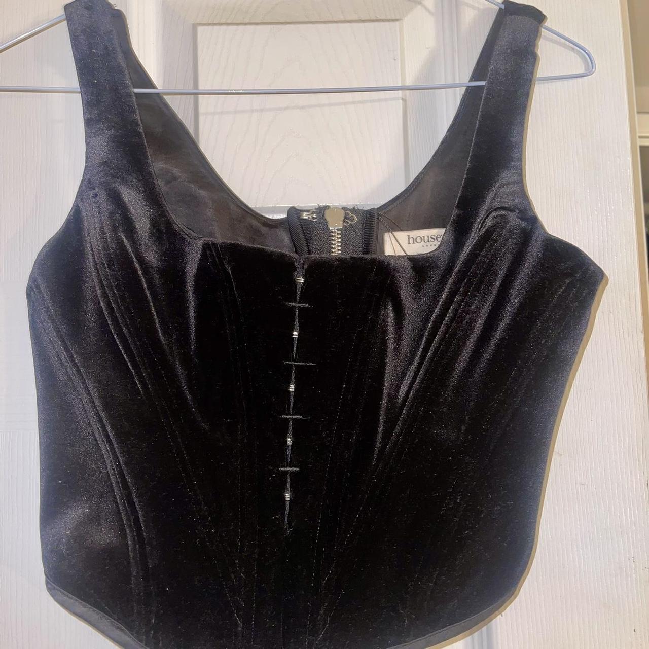 Black velvet house of cb corset medium Will fit size... - Depop