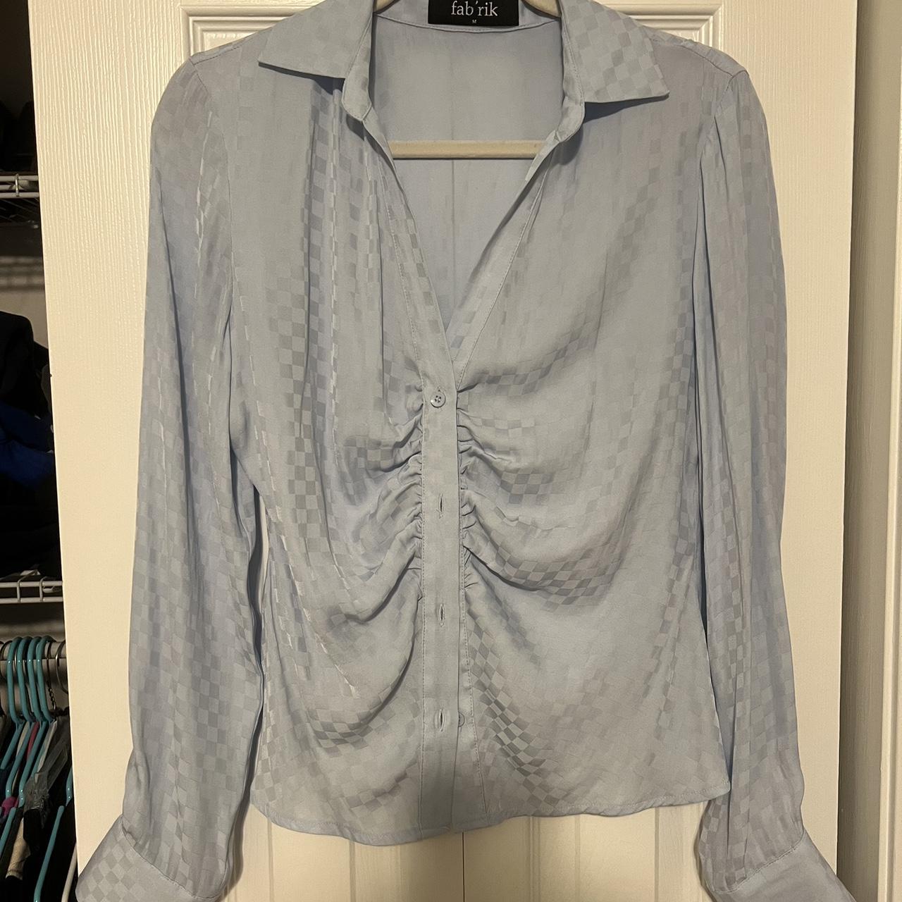 Fabrik Light blue checkered button-up! Barely worn! - Depop