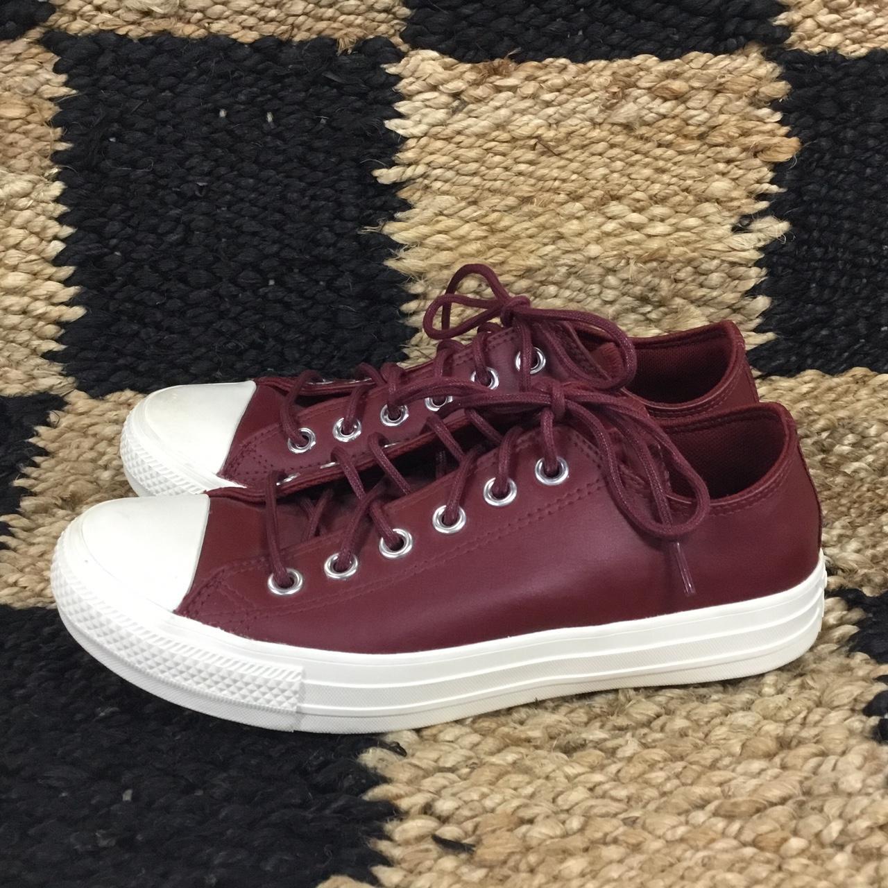 ALL STAR Burgundy Leather Converse Sneakers SIZE AU... - Depop