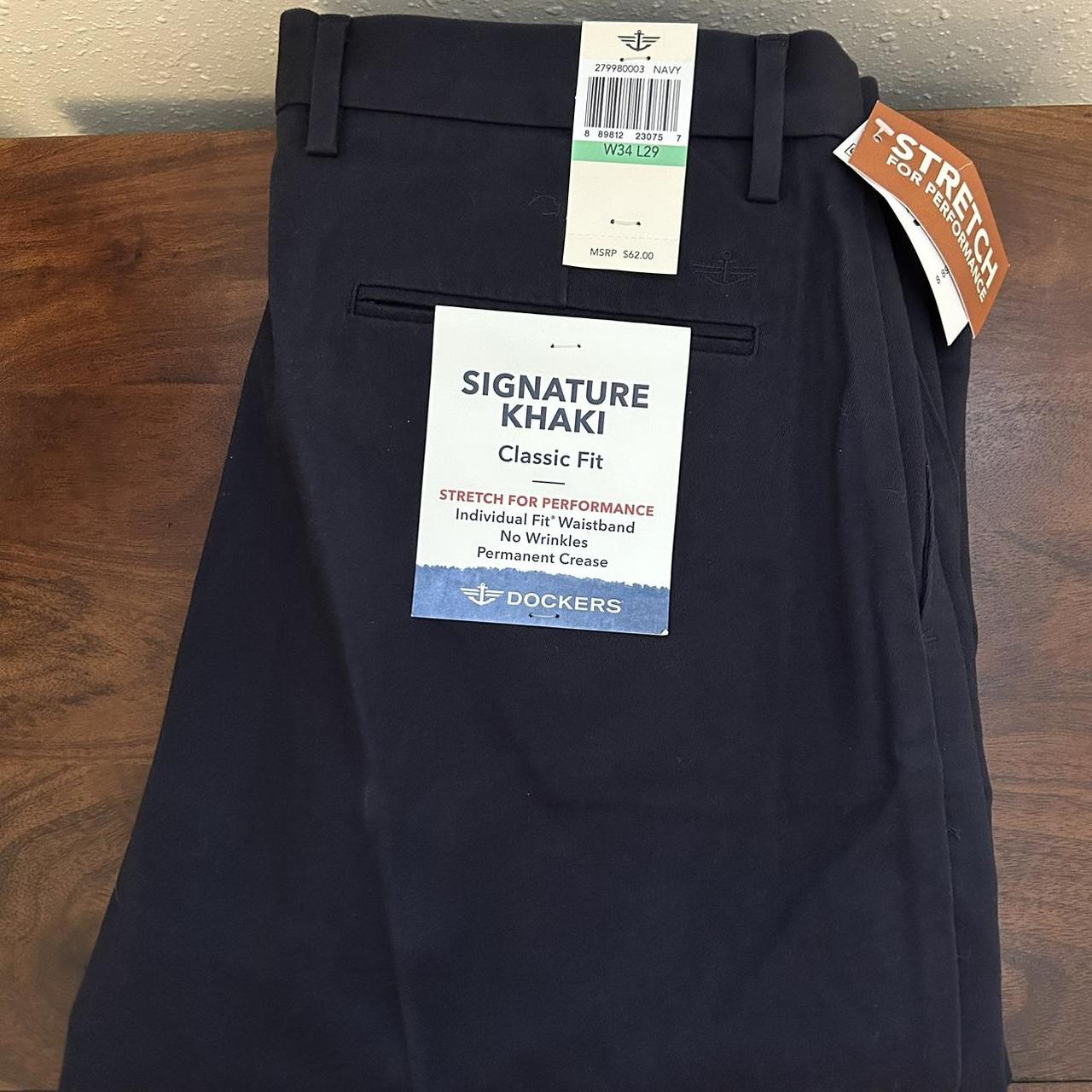 Dark Navy Dockers signature khaki classic fit... - Depop