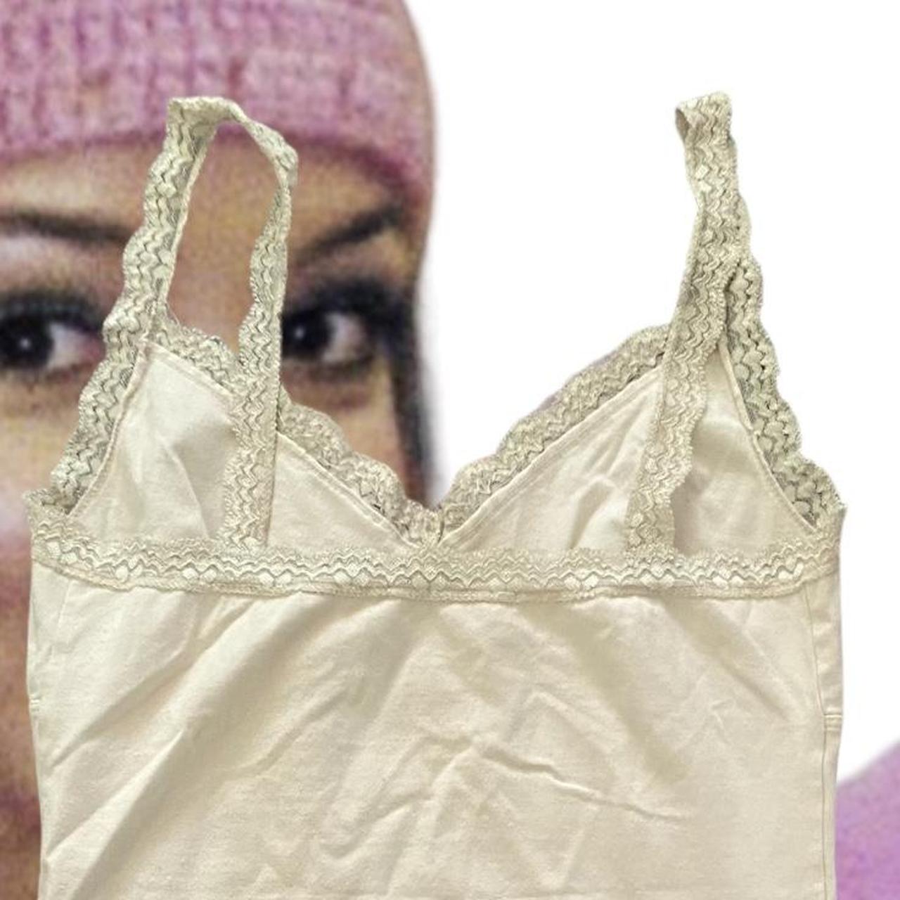 Vintage Lacey trim top -crème -fits S or M -super... - Depop