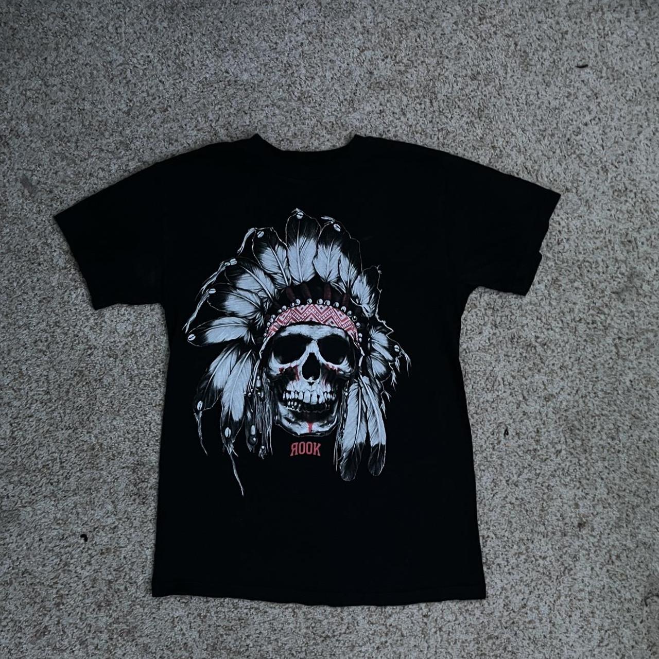 ROOK NATIVE AMERICAN SKULL T-SHIRT size S mens... - Depop