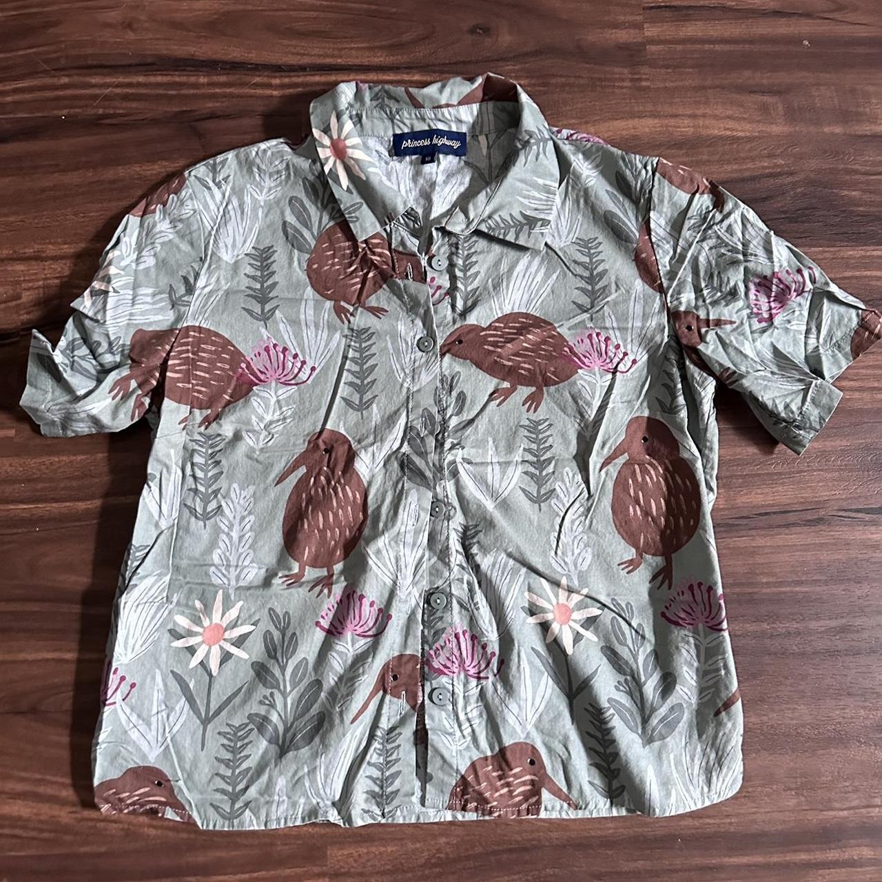 princess highway kiwi bird button down shirt AU 10/... - Depop