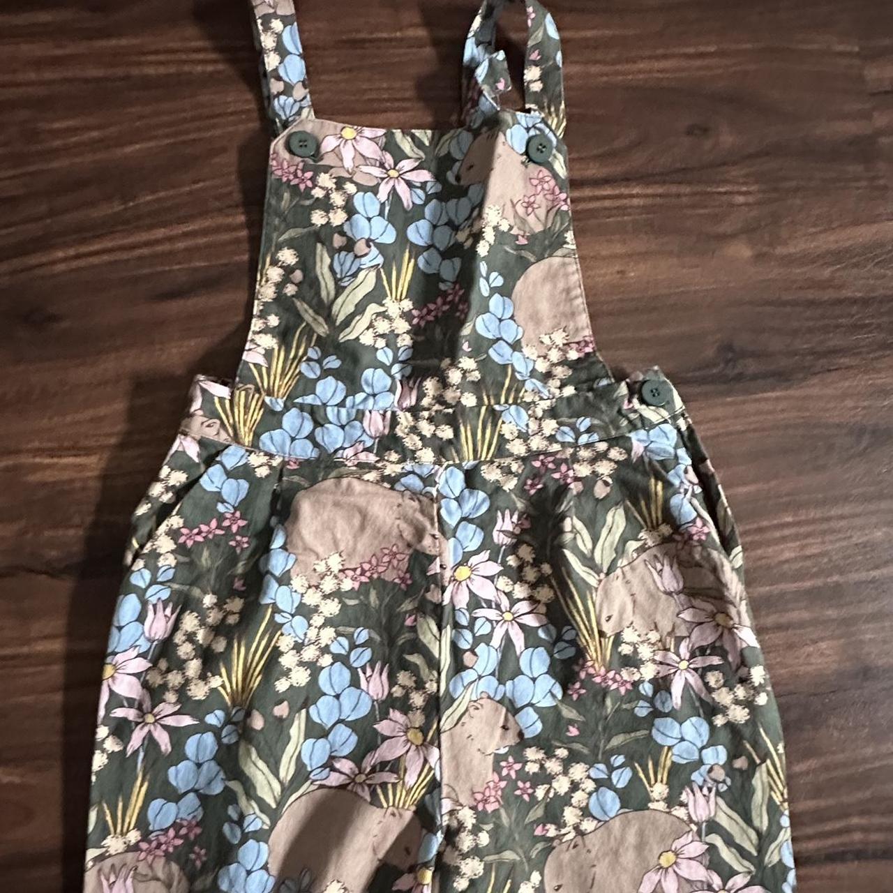 princess highway capybara print overalls olive green... - Depop