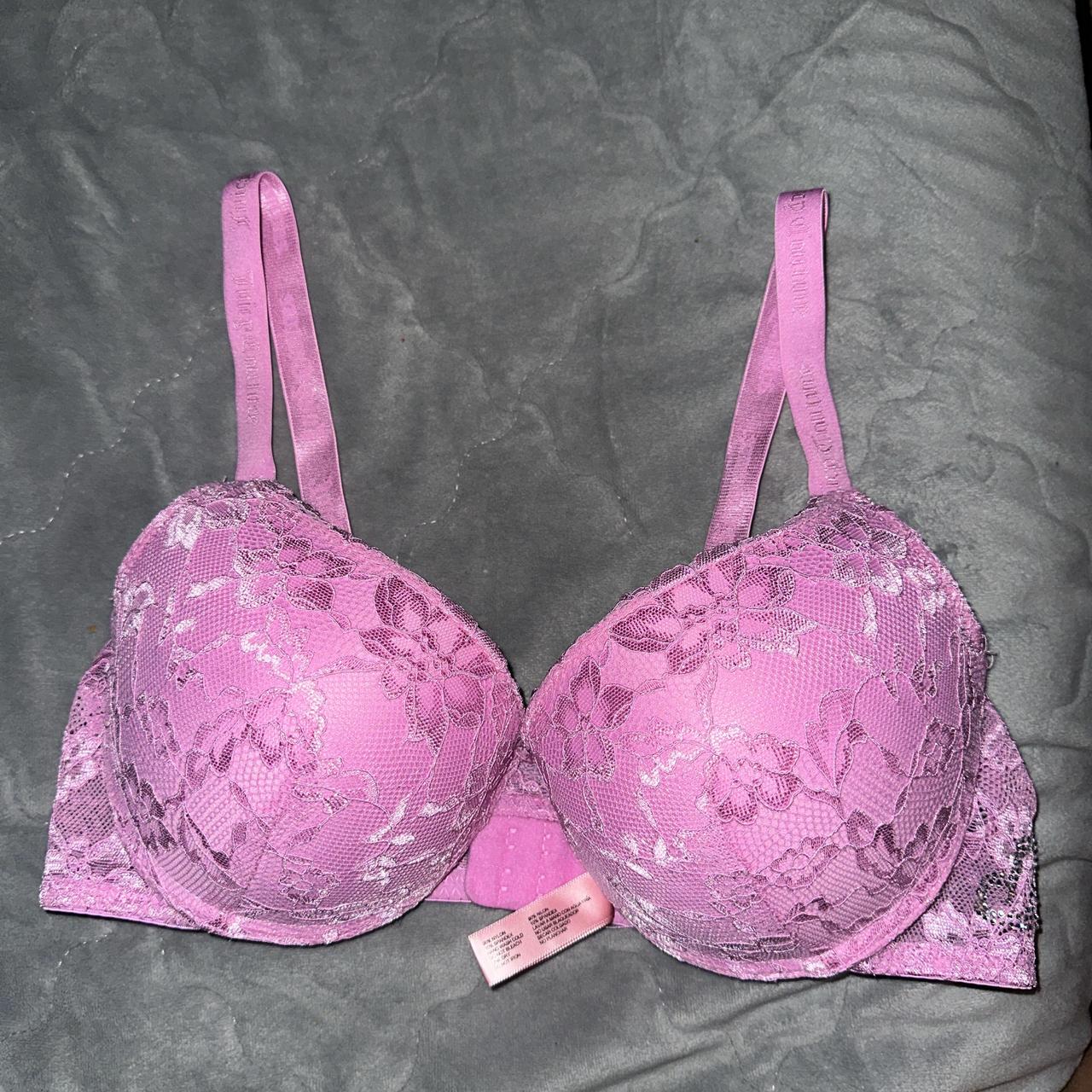 Juicy Couture pink lace push-up bra size 34c... - Depop