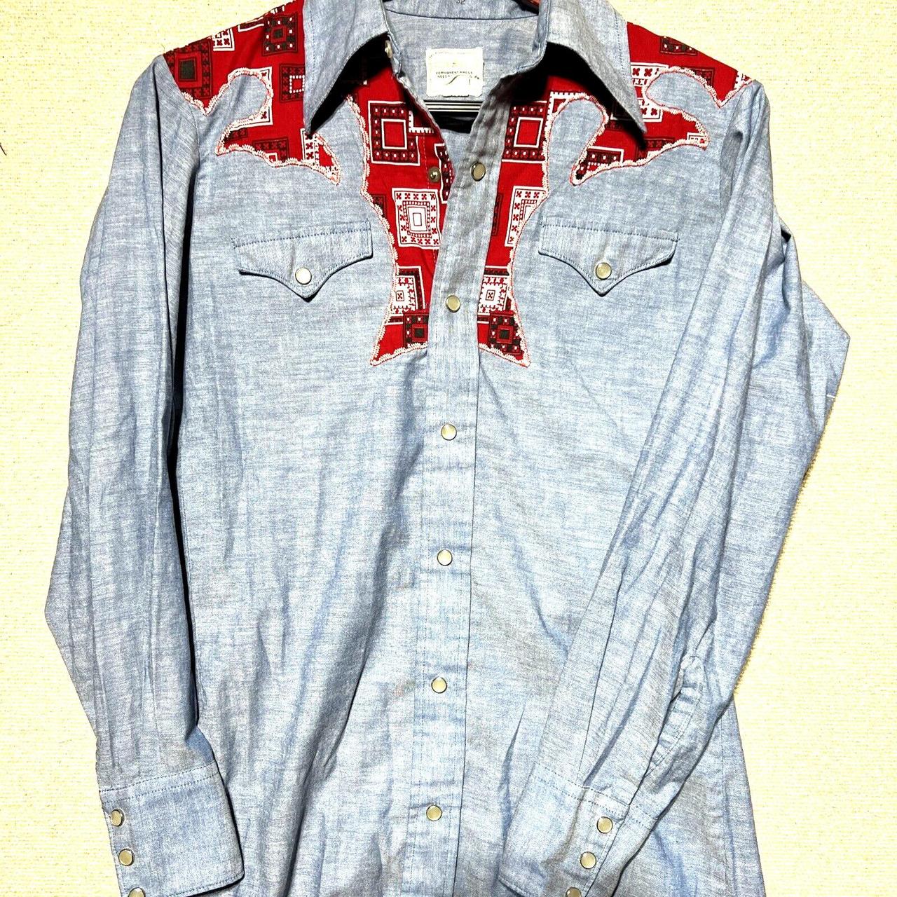 H Bar C Ranchwear 1960s Bandanna Western Pearl Snap... | Depop