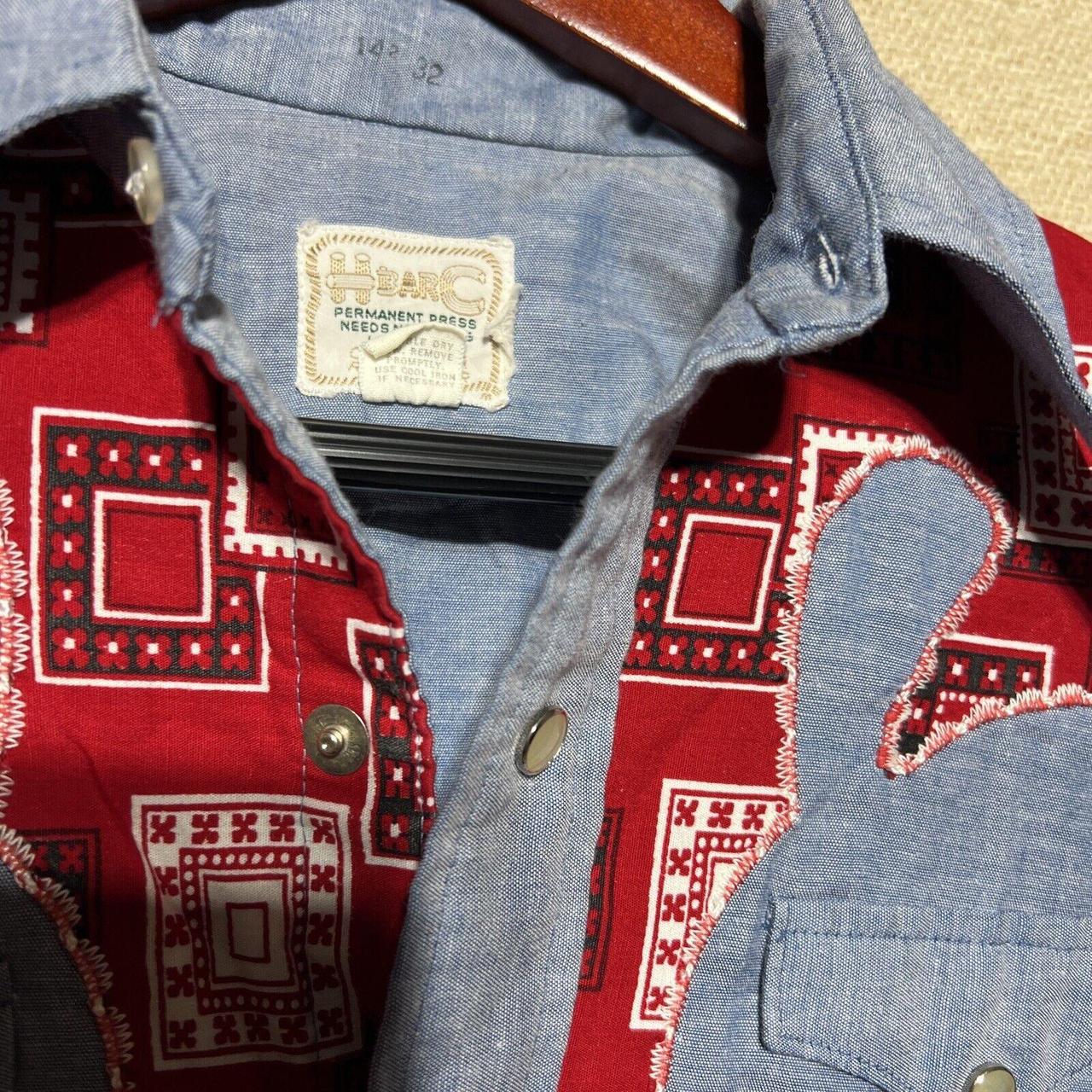 H Bar C Ranchwear 1960s Bandanna Western Pearl Snap... | Depop