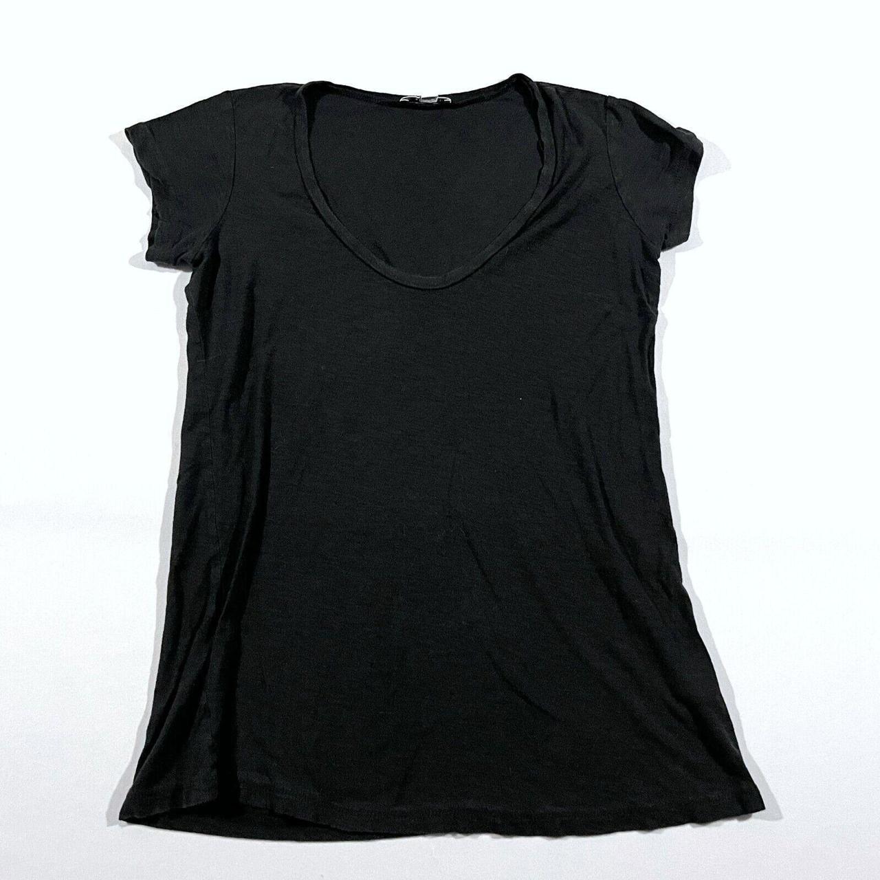 James Perse Womens Black Short Sleeve Tee Cotton V... - Depop