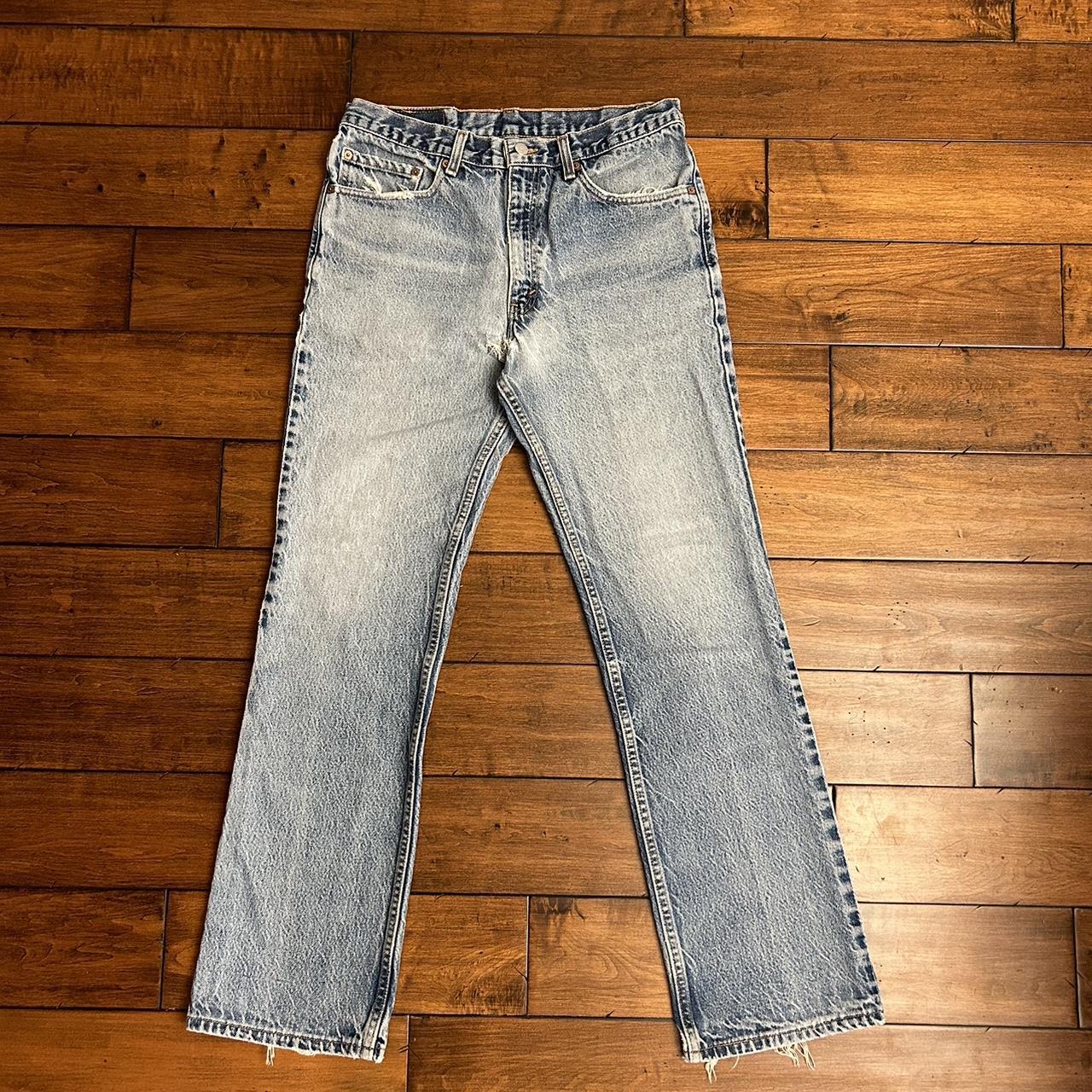 Blue vintage bape boot cut star pocket jeans #90s... - Depop
