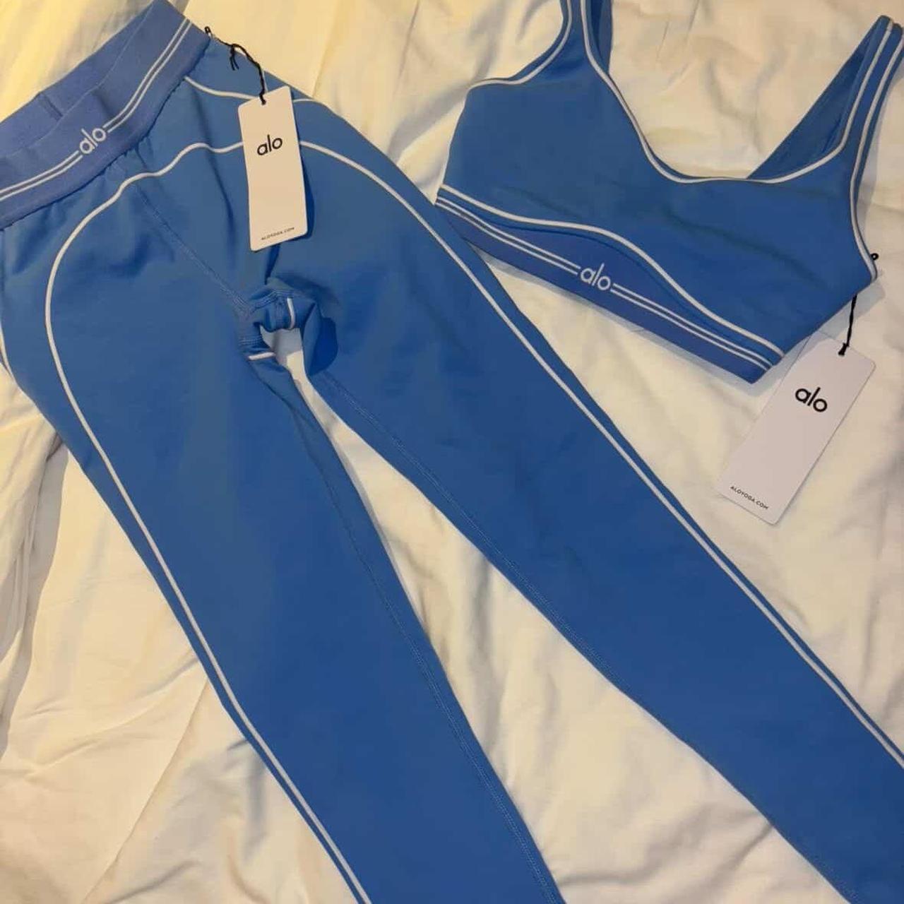 Alo Yoga blue and white sportswear set #athleisure | Depop