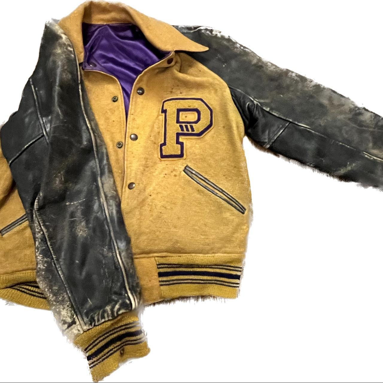 VINTAGE VARSITY LETTERMAN JACKET SCHOOL: PANHANDLE... - Depop