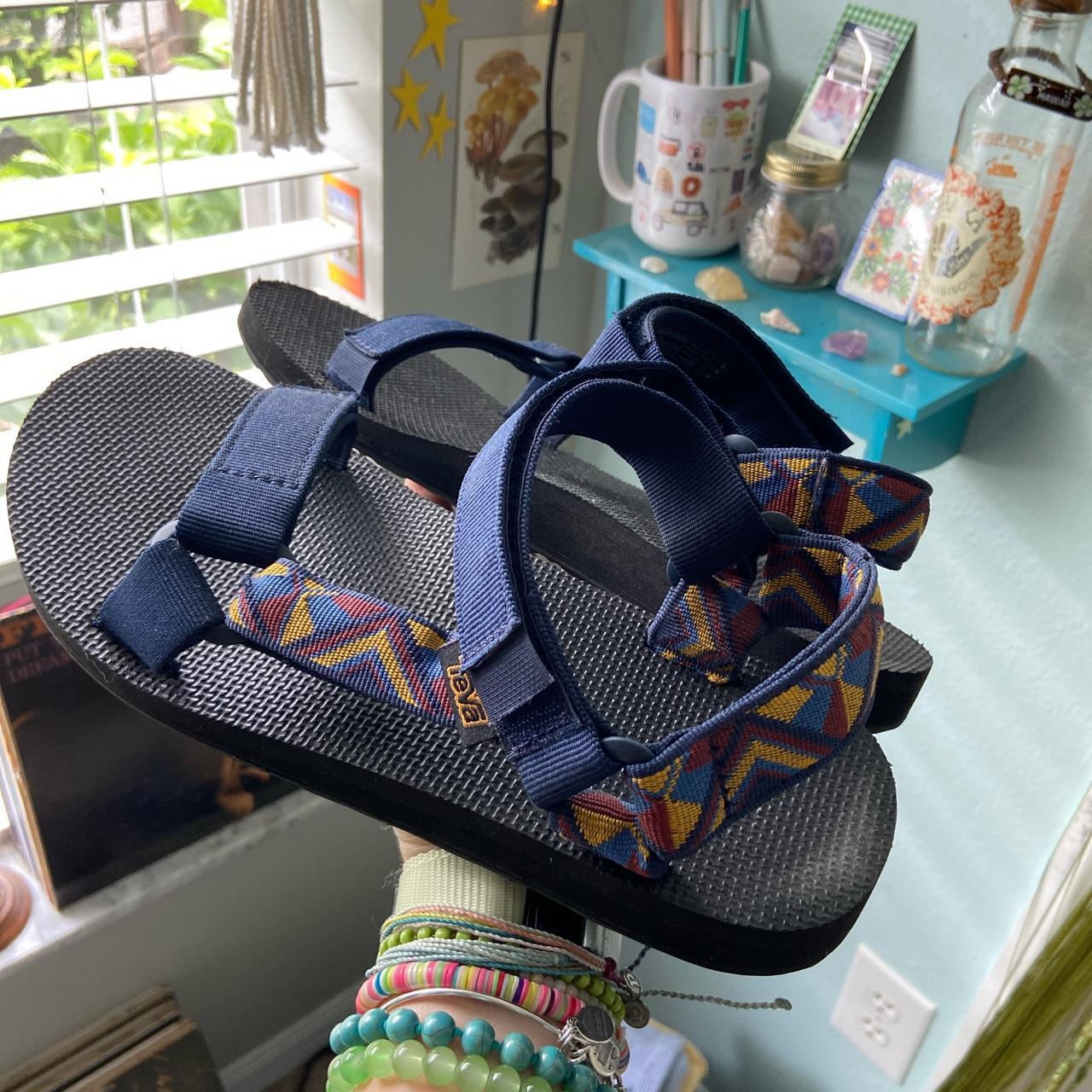 Teva sandals - cool, funky pattern - size 9 but... - Depop