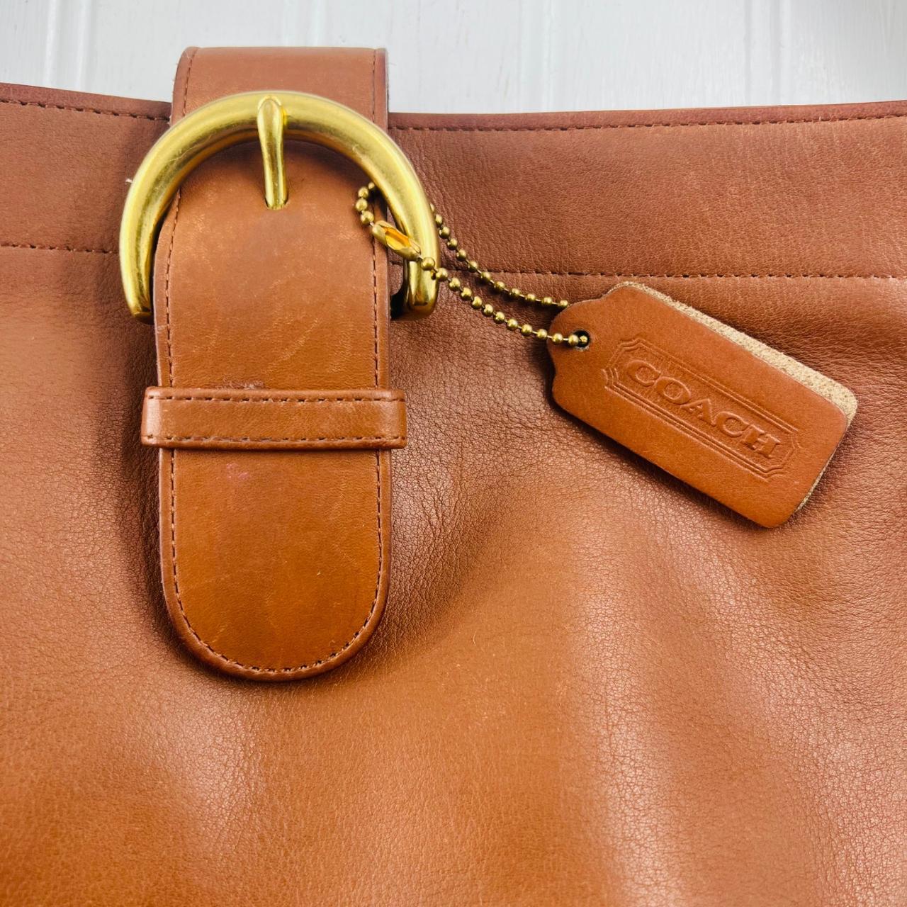 Vintage Coach Brown Leather Shoulder Bag With Gold... - Depop