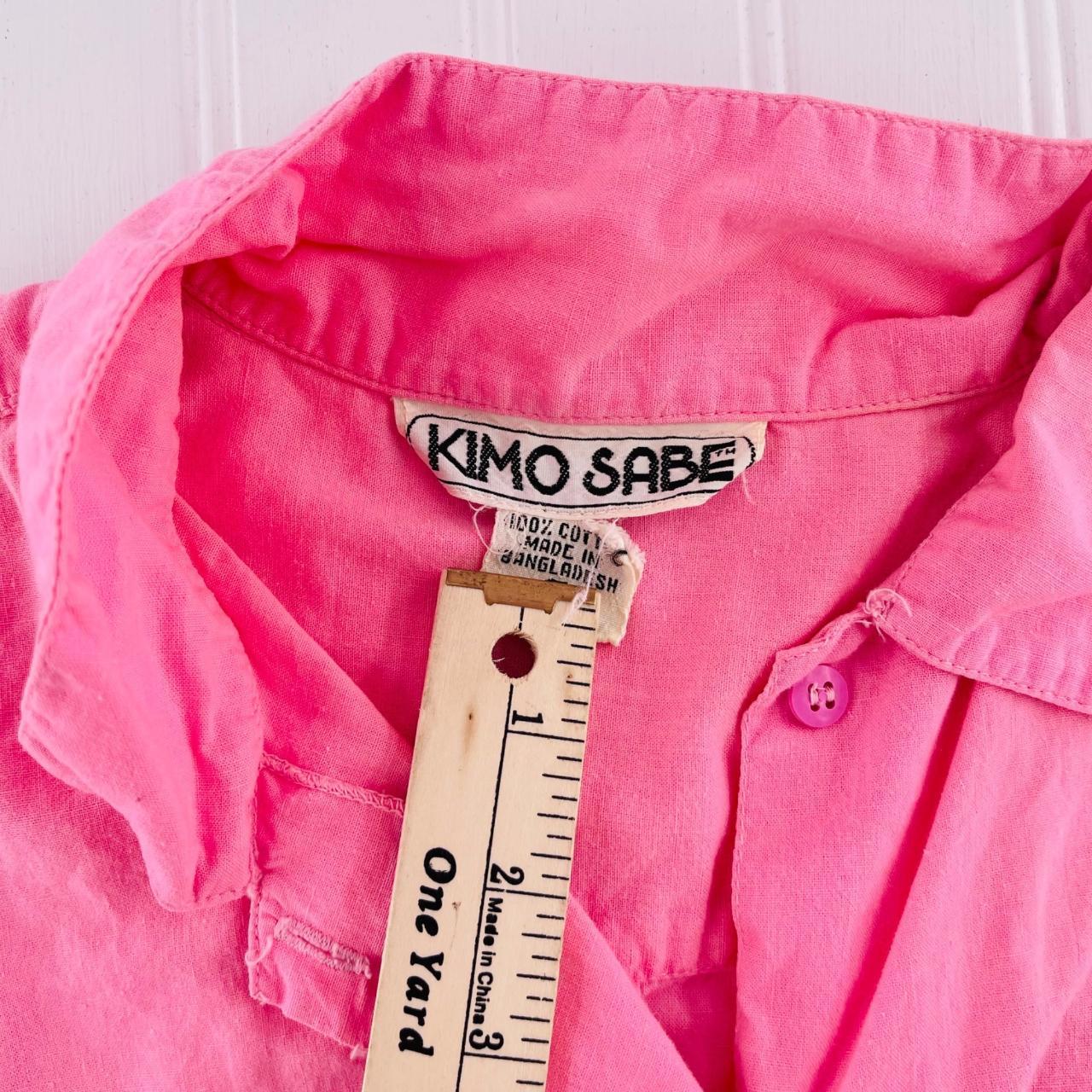 Vintage Pink Short-Sleeve Women's Button-Up Shirt By... - Depop