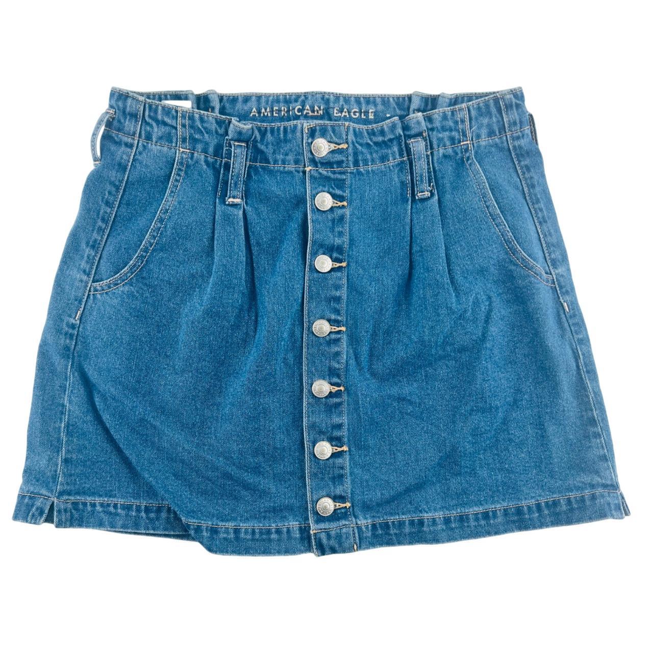 American Eagle Super Hi Rise A Line Denin Jean Skirt... - Depop