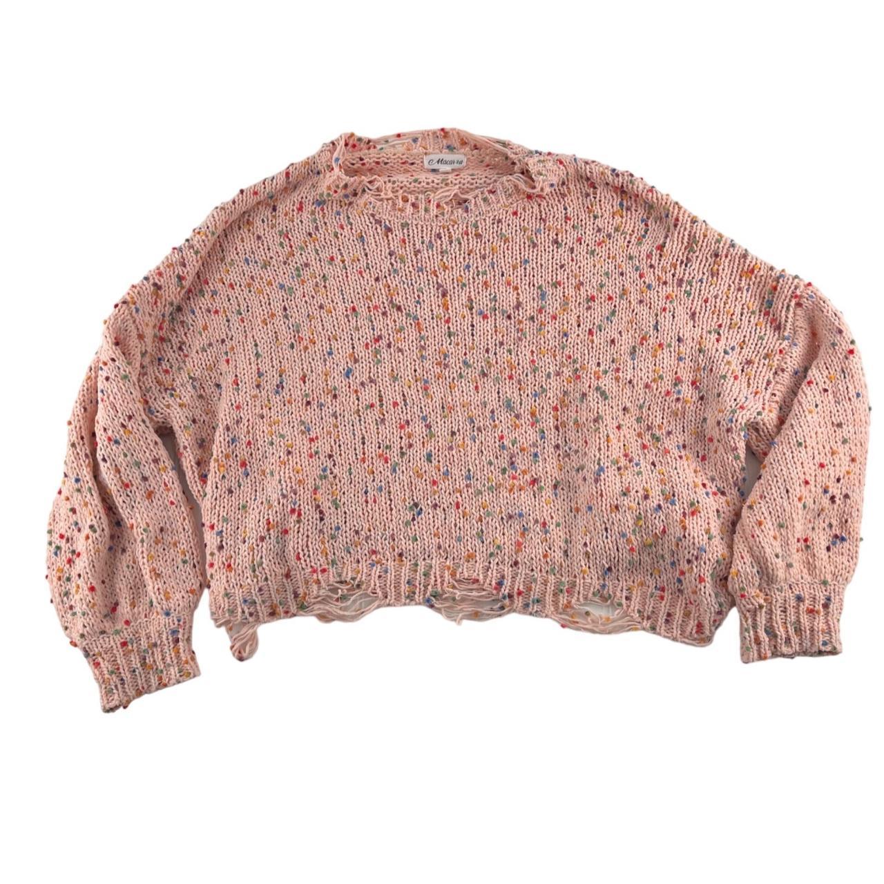 Macaron Pink Confetti Oversized Sweater size Large... - Depop