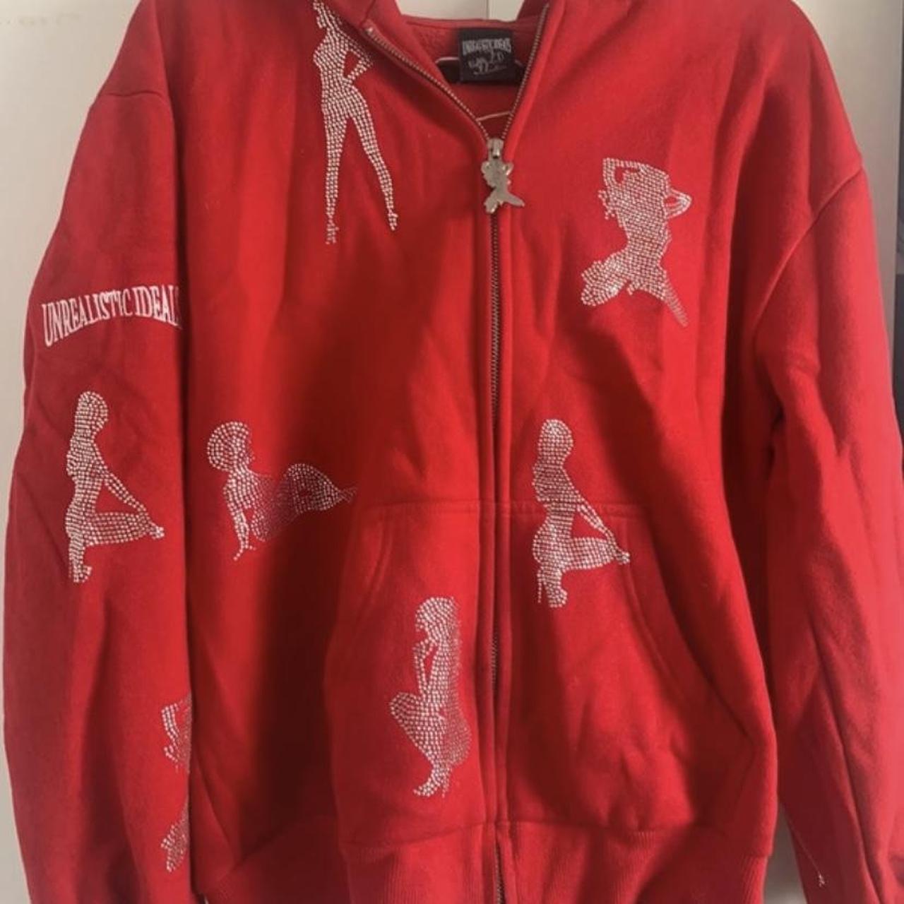 Named collective red zip up hoodie Unrealistic... - Depop