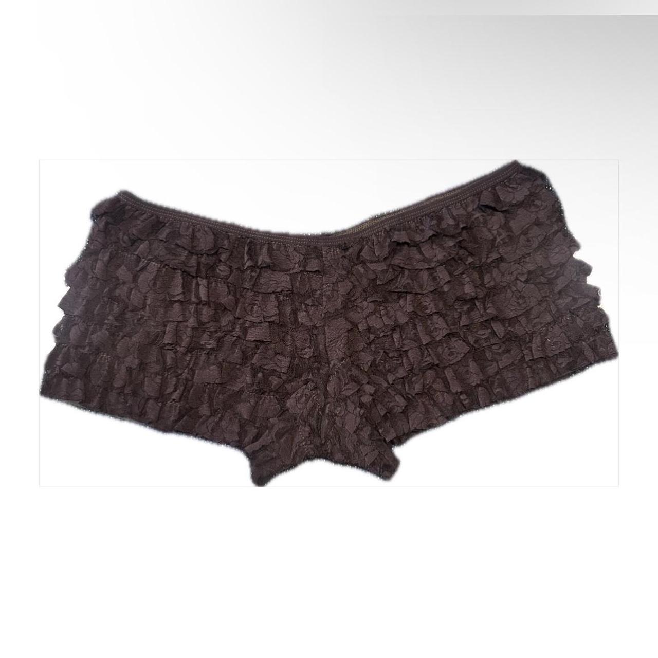 Brown frilly lace micro shorts/bloomers waist... - Depop