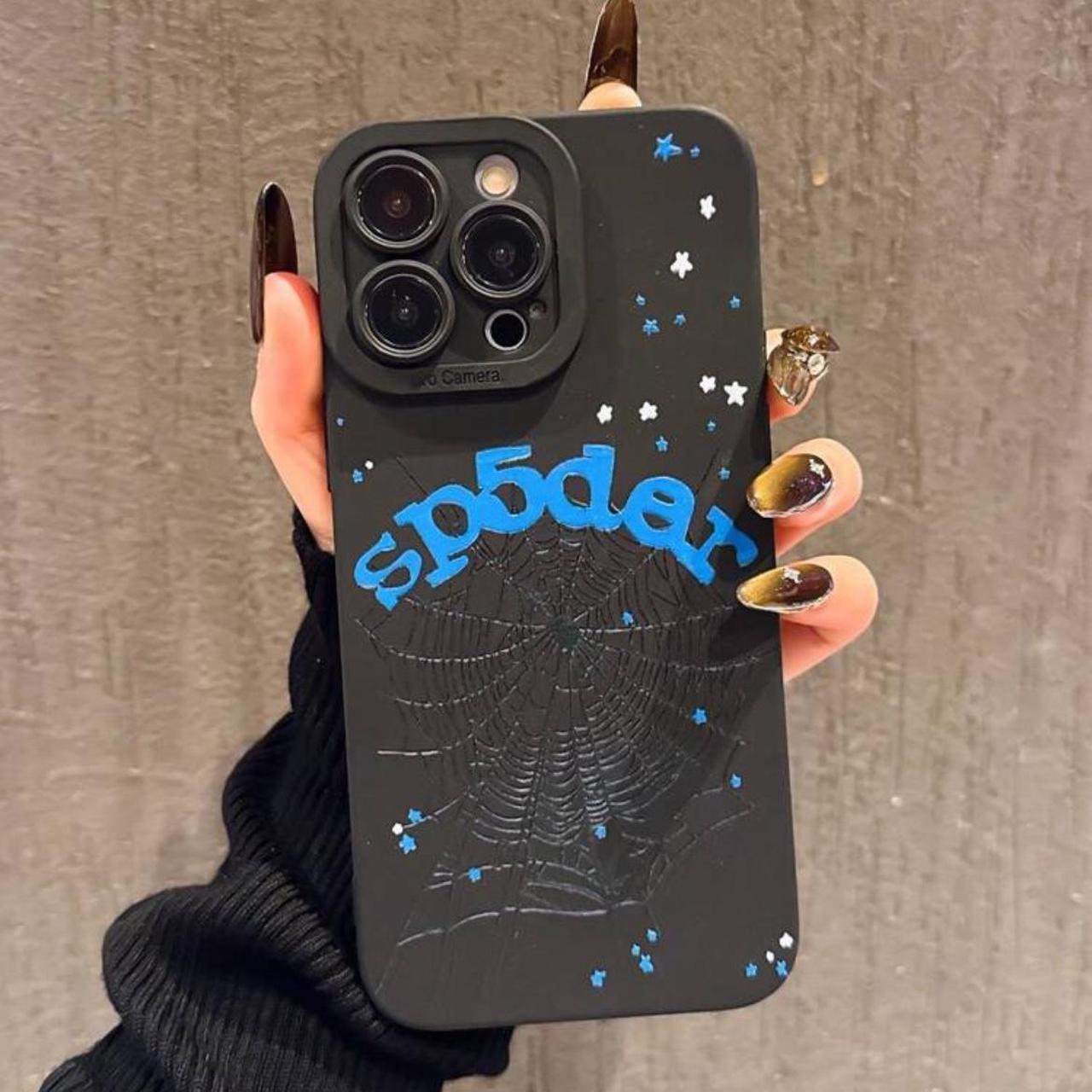 Black and blue sp5der phone case #phone case | Depop