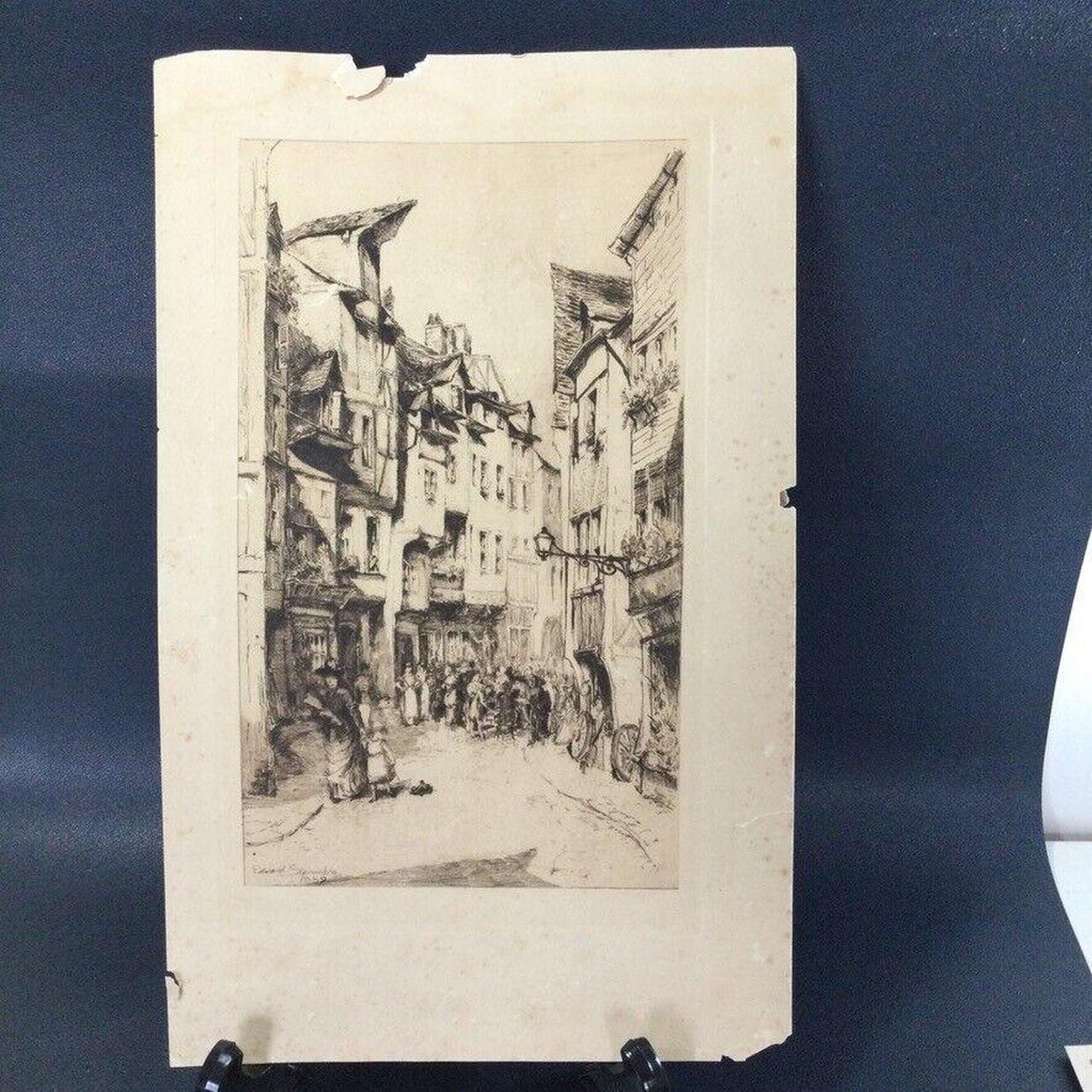 1800s ORIGINAL SLOCOMBE Etching Rouen, France Street... | Depop