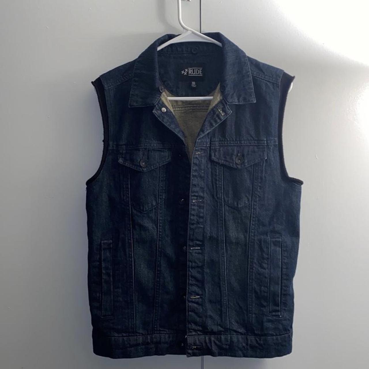 XXX RUDE HotTopic Navy Denim Vest - $15, Size XS - Depop