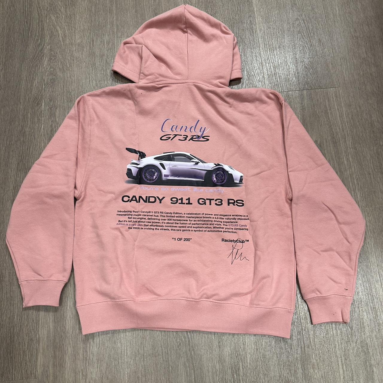 Pink raciety club hoodie with Porsche 911 design Dm... | Depop