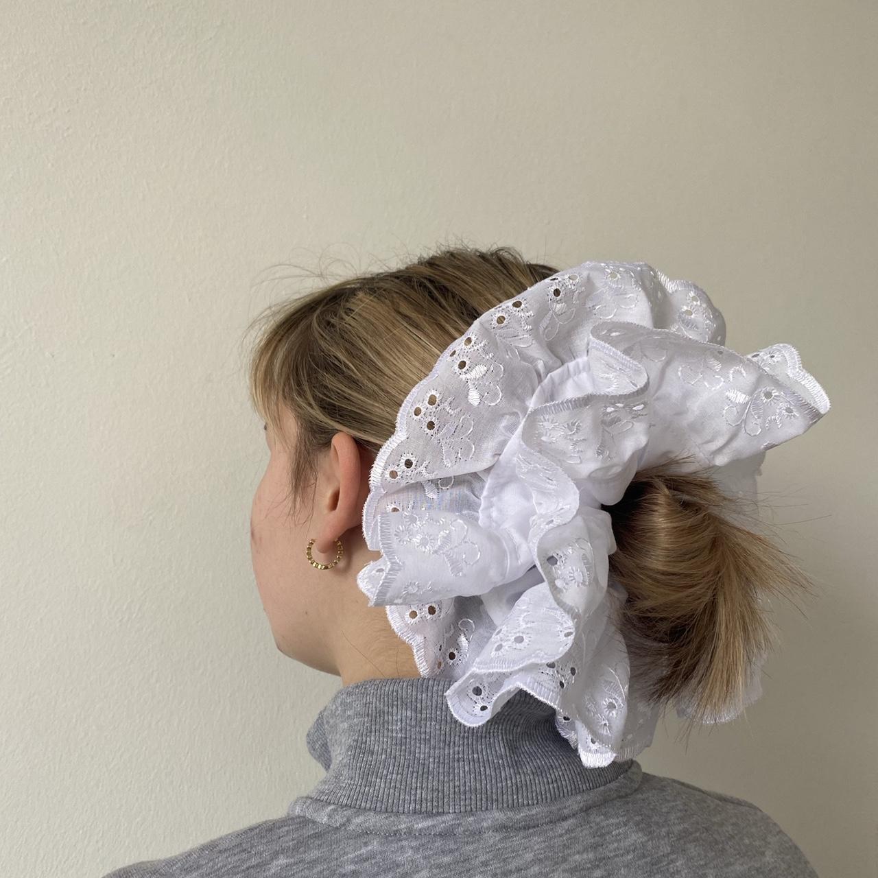 ⭐️handmade frilly scrunchie, similar to good... - Depop
