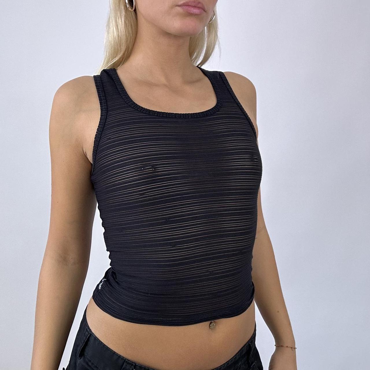 🫶| FREE SHIPPING super cute small black striped mesh... - Depop