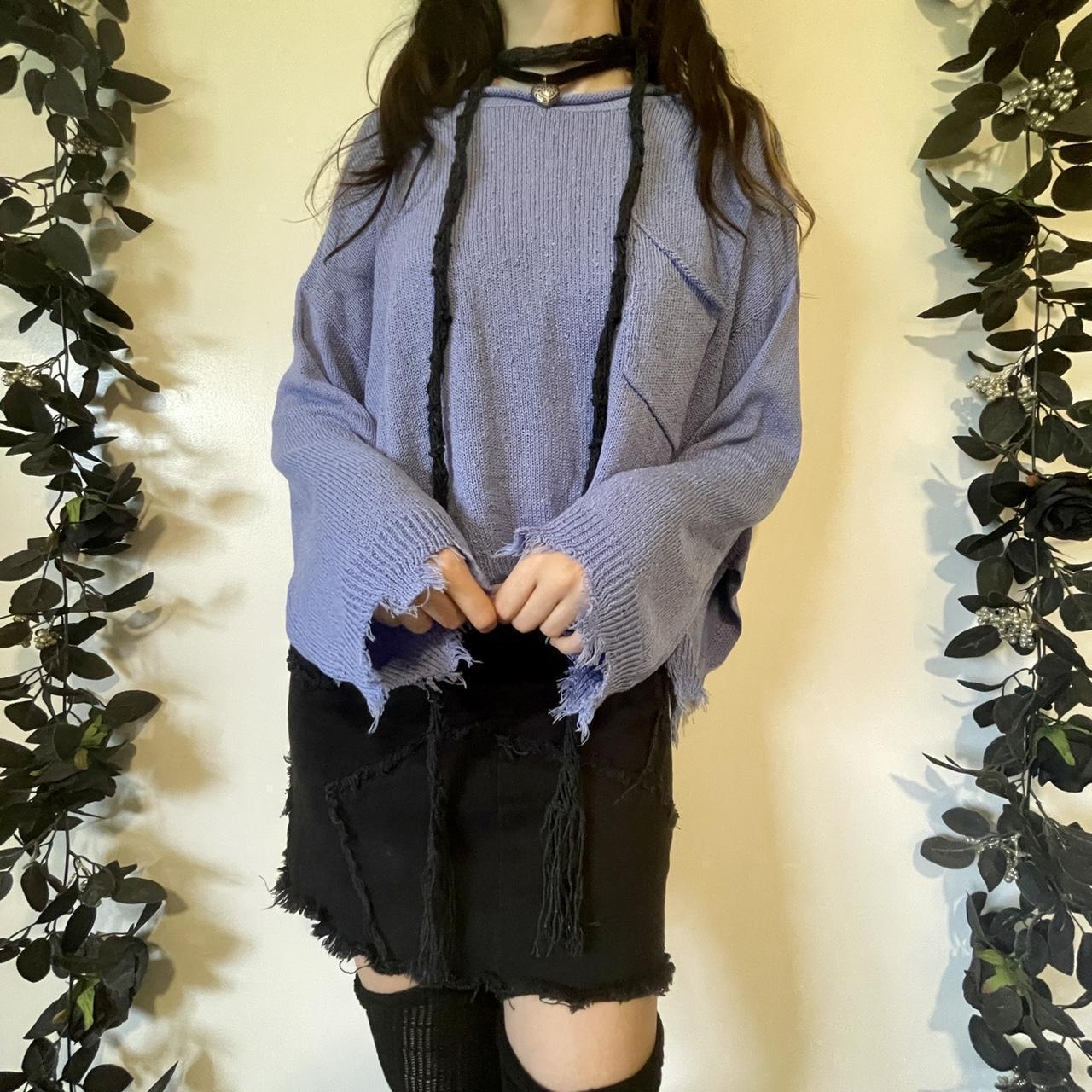 grunge distressed oversized sweater ripped wide... - Depop