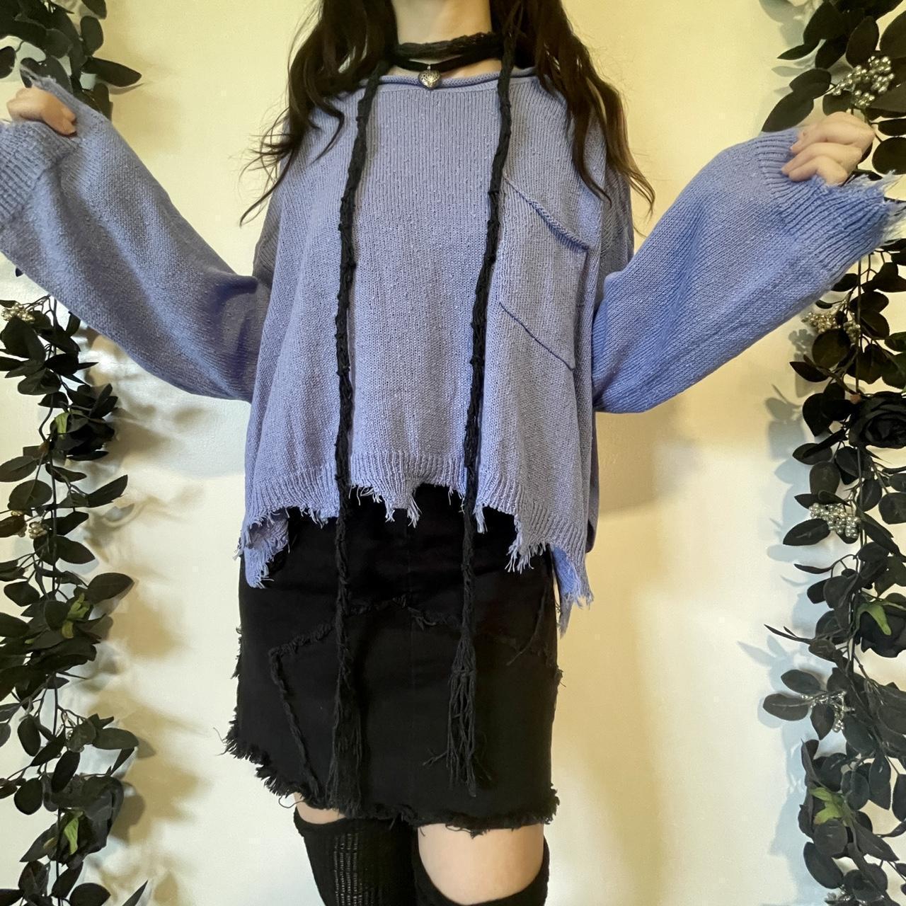 grunge distressed oversized sweater ripped wide... - Depop