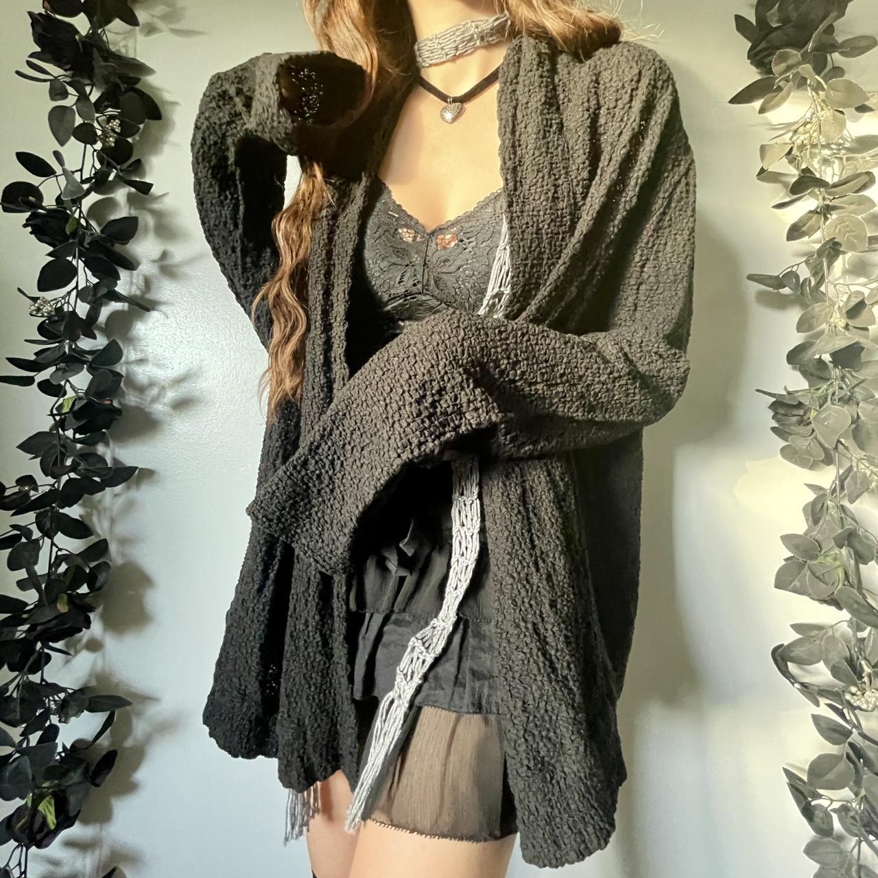 witchy goth oversized cardigan extended sleeve extra... - Depop