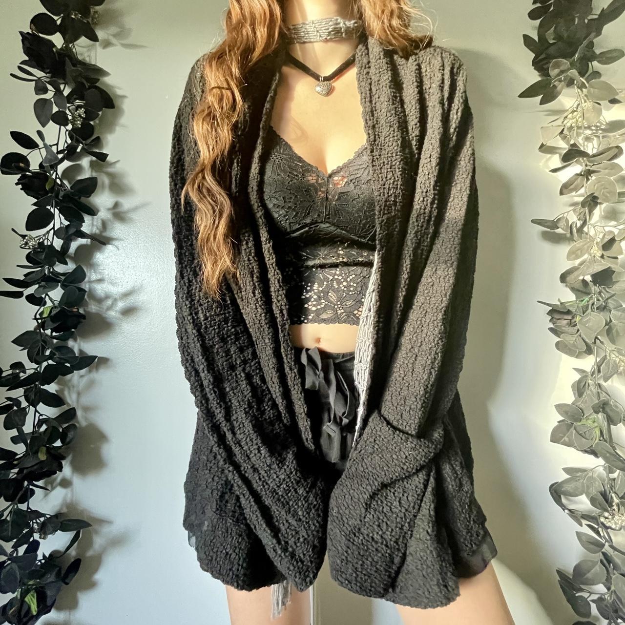 witchy goth oversized cardigan extended sleeve extra... - Depop